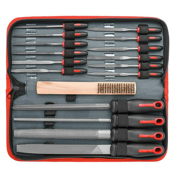 16pcs Metal Hand File Set Double Pattern Large Small Files with Brush ...