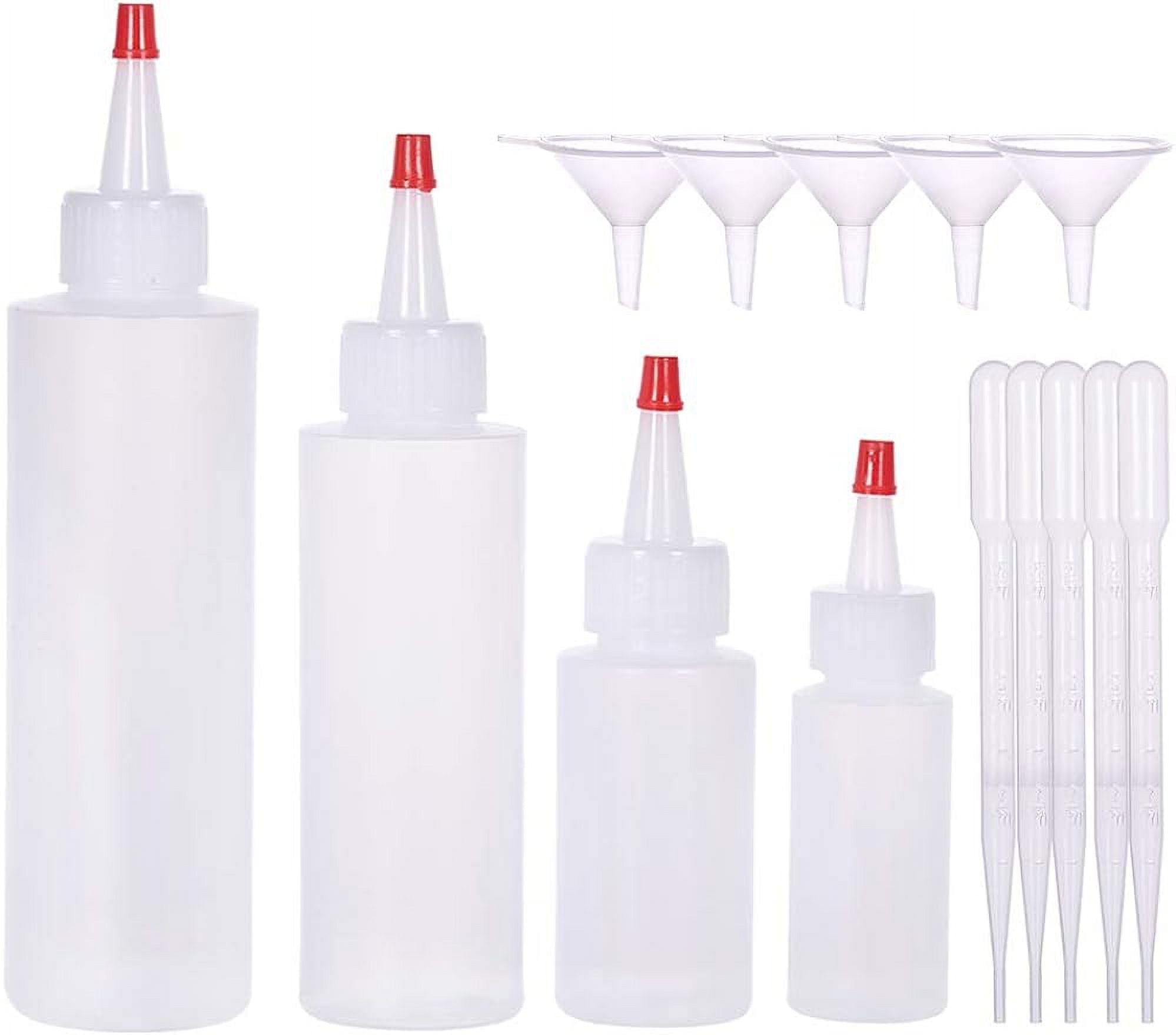 16pcs Mixed Size Plastic Squeeze Dispensing Bottles (1/2/4/6 Ounce) Red ...