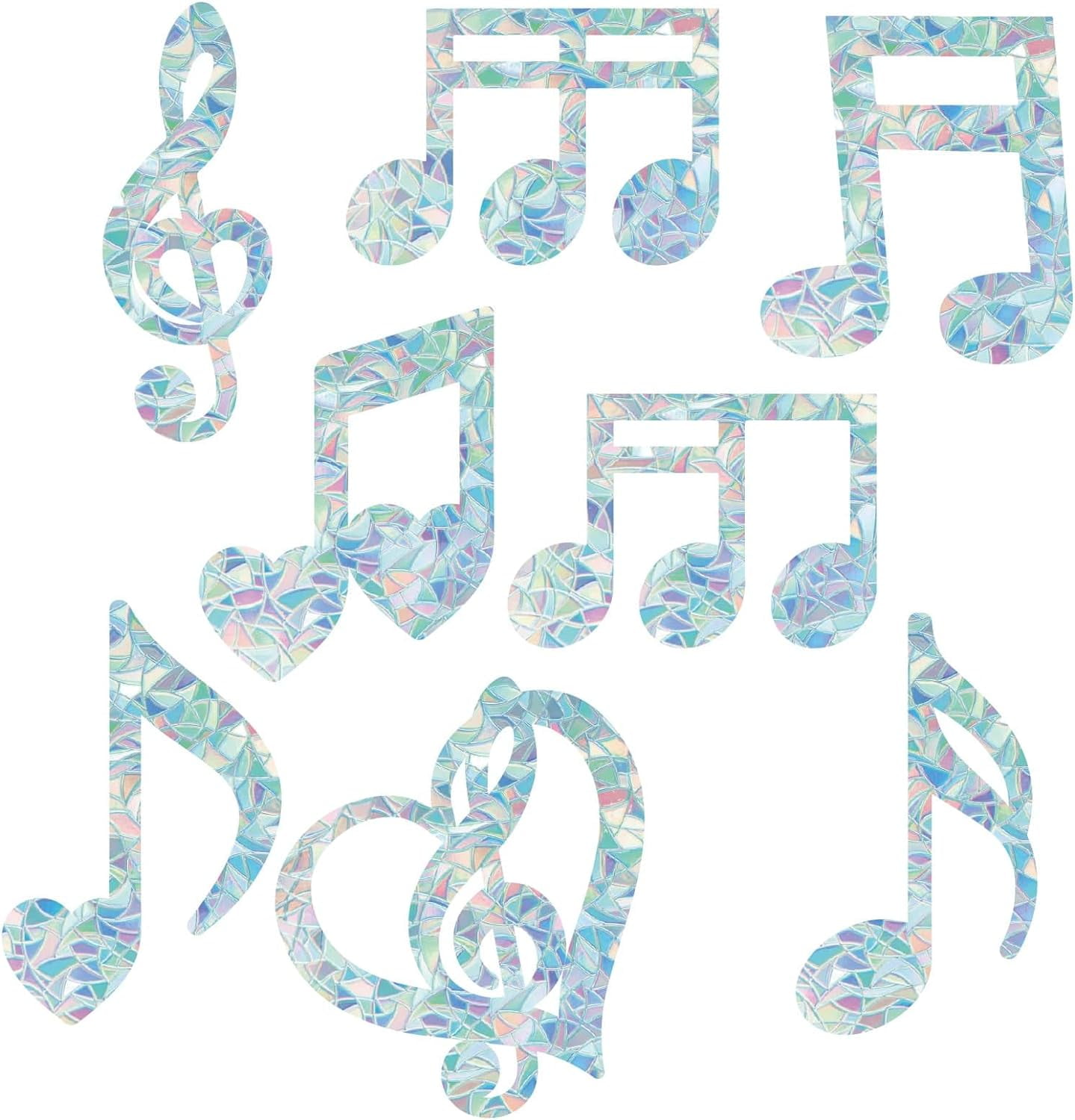 16pcs Music Notes Window Clings 8 Styles Large Rainbow Window Clings 3D ...