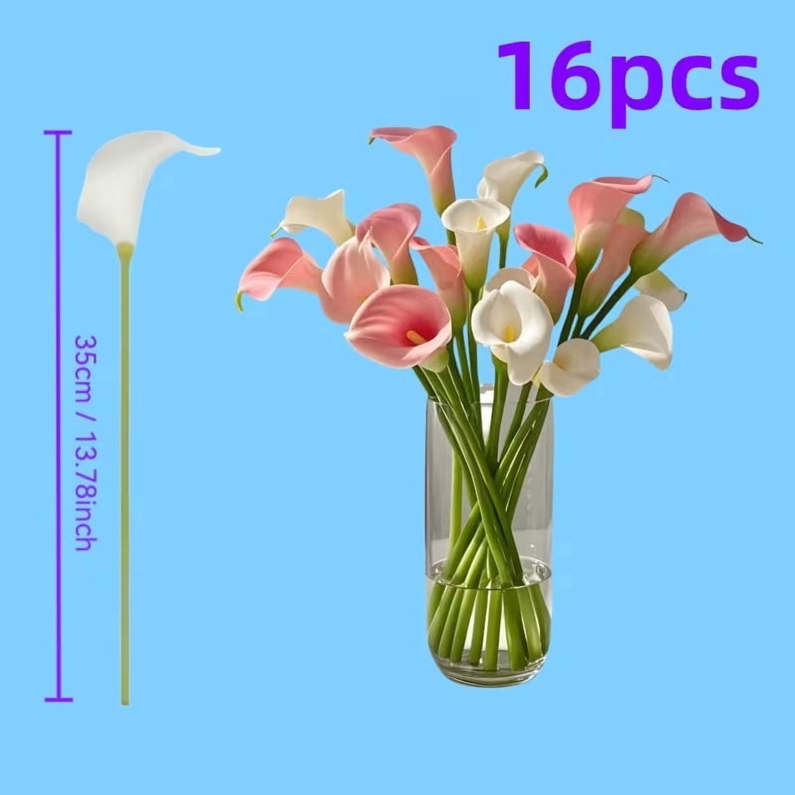 16pcs Pink and Cream Calla Lily Bouquet Set - Elegant Floral ...