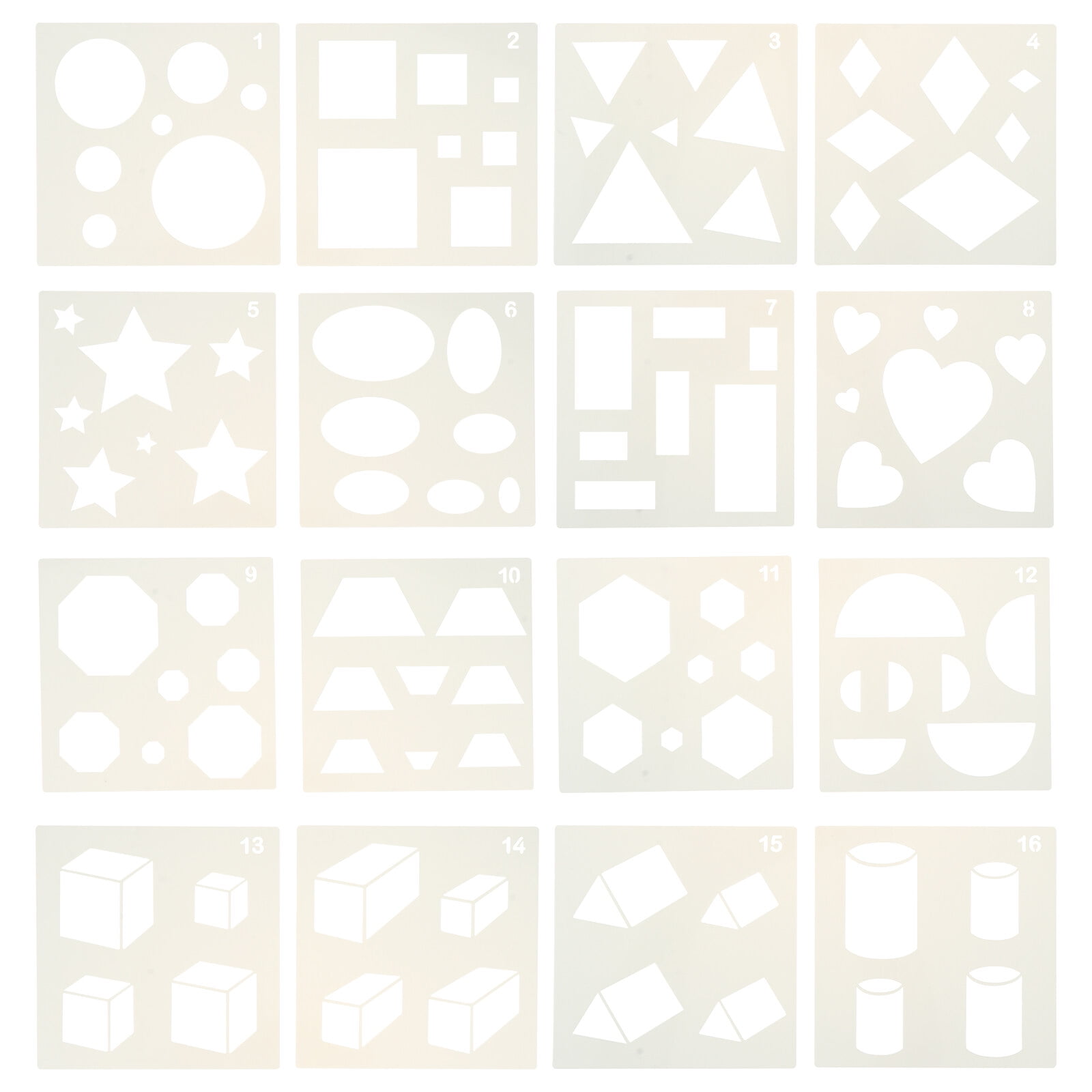 16pcs Primary Shape Template Set Geometric Tracing Helper - Walmart.com