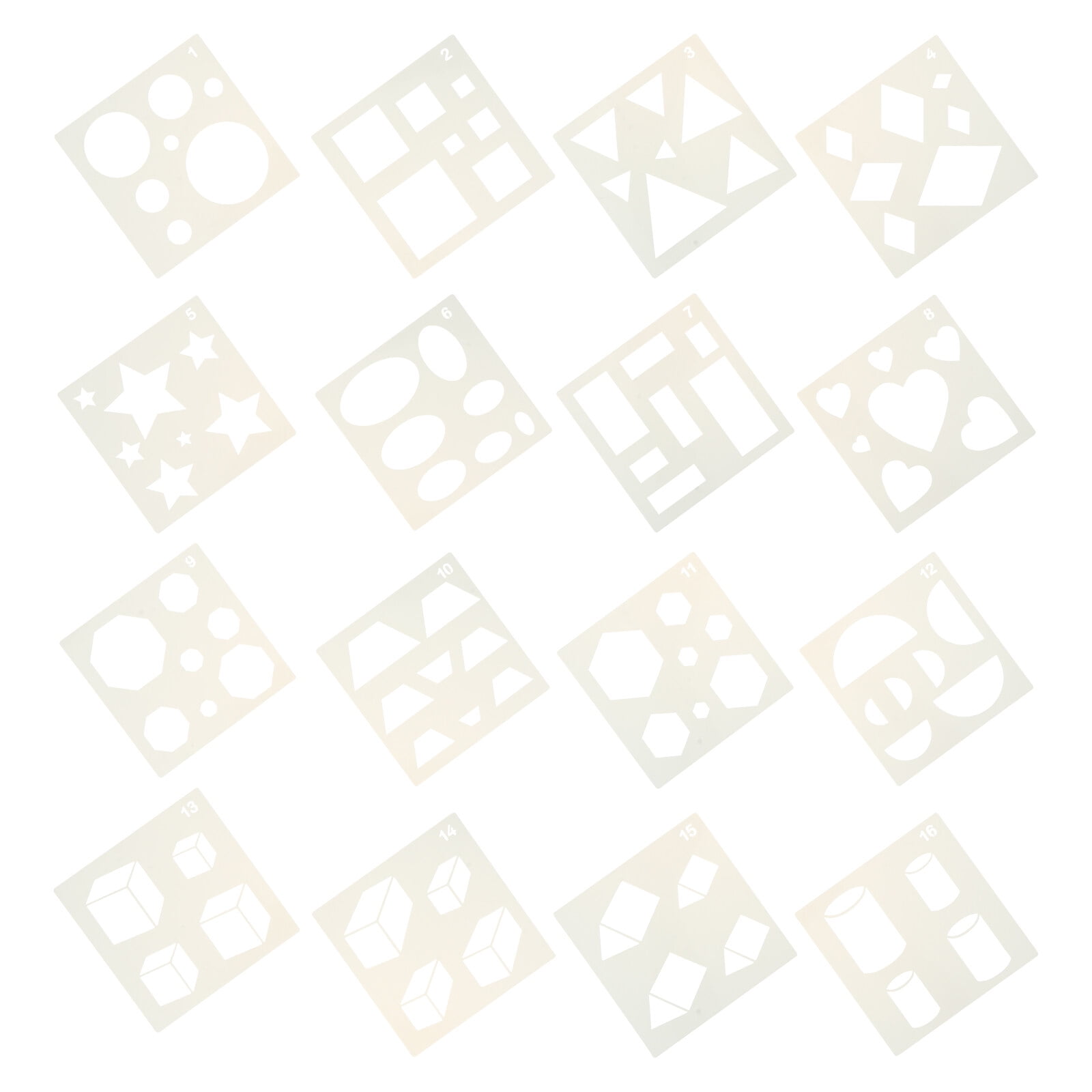 16pcs Primary Shape Stencil Set Geometric Tracing Tool - Walmart.com
