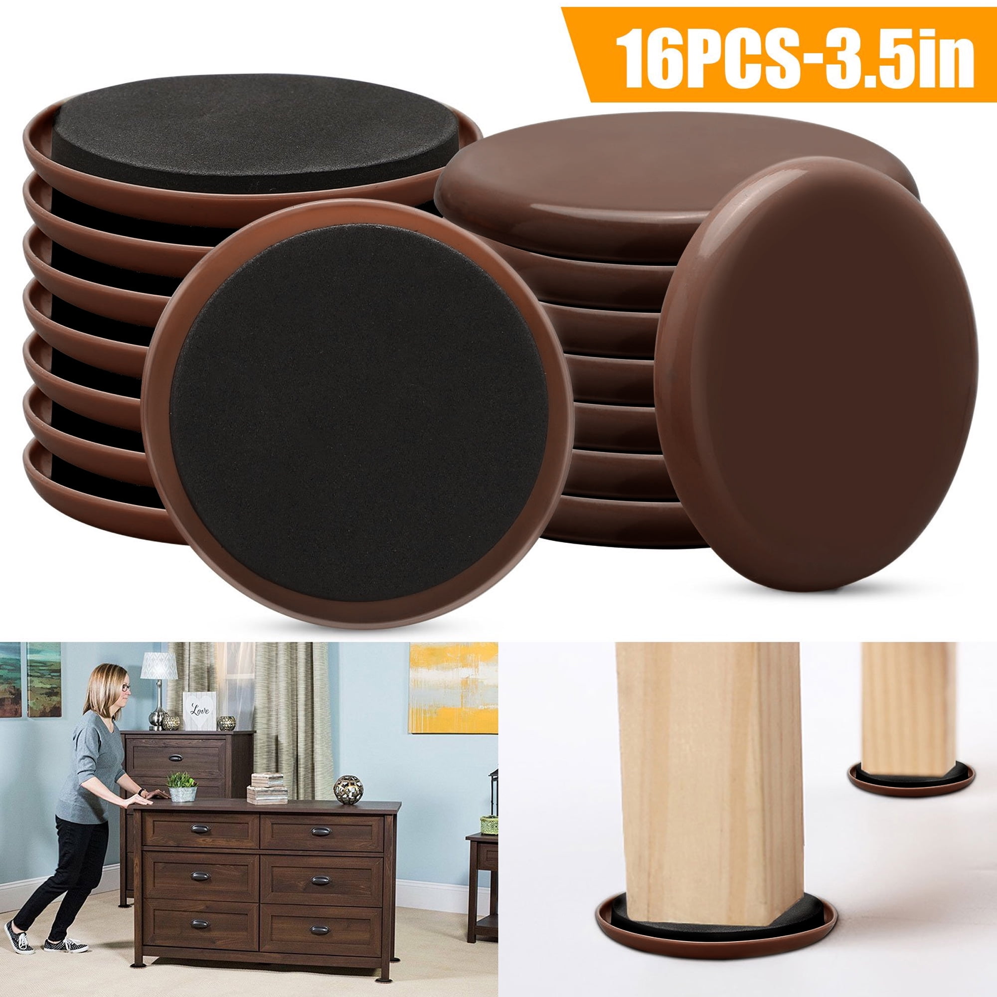 TSV Reusable Furniture Round Sliders 3.5 Inch Felt Pads for Moving ...
