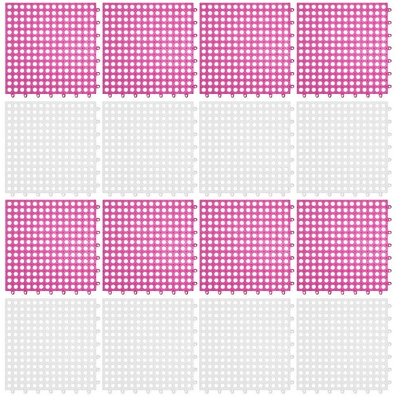 16pcs Rubber Floor Tiles PVC Splicing Shower Mat Outdoor Non-Slip ...