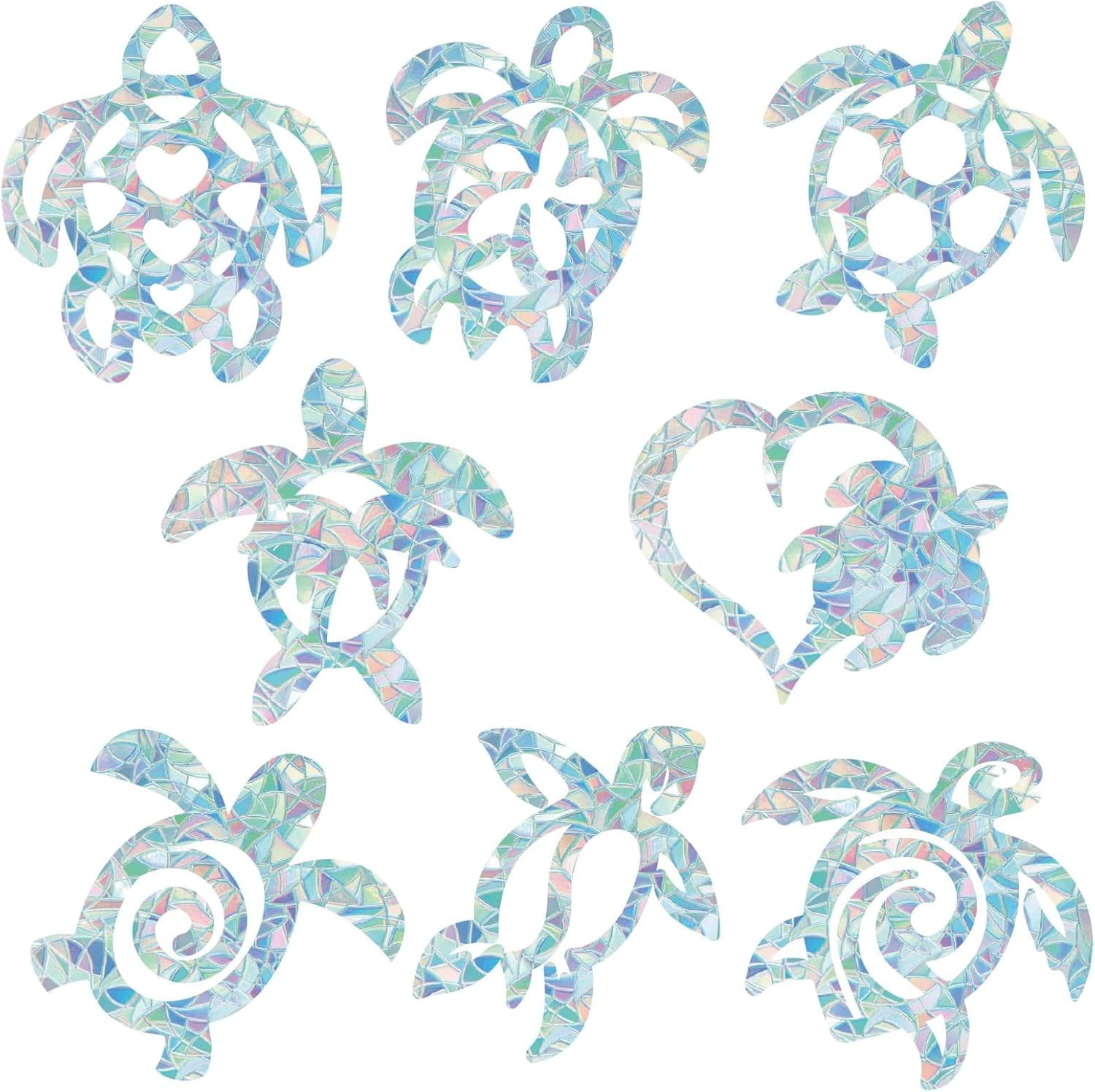 16pcs Sea Turtle Window Stickers 8 Styles Large Rainbow Window Clings ...