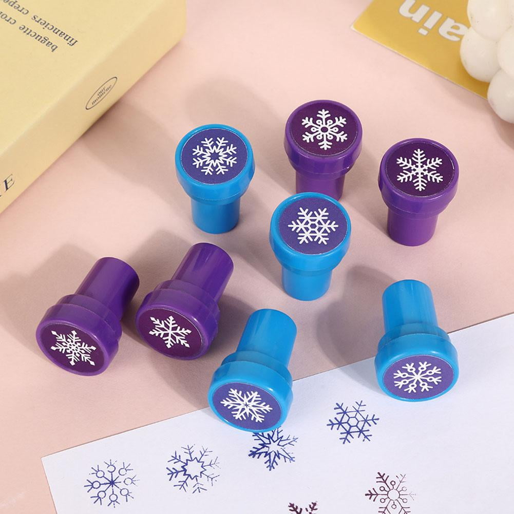 16pcs Snowflake Stamps Winter Stamps Bulk Plastic Colored Self Ink ...