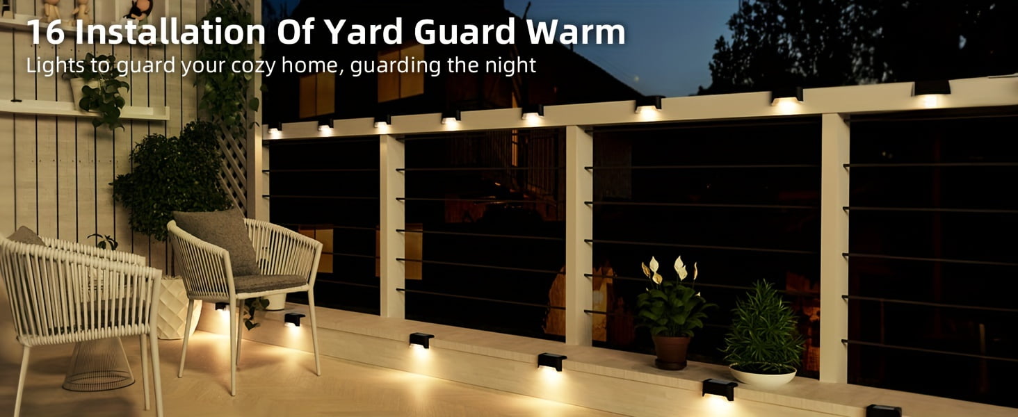 16pcs Solar LED Deck Lights -, Auto On/Off, 12Hr Lighting for Outdoor ...