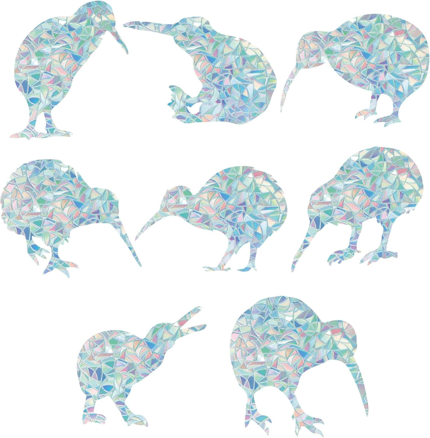 16pcs Spring Summer Bird Window Clings 8 Styles Kiwi Bird Stickers ...