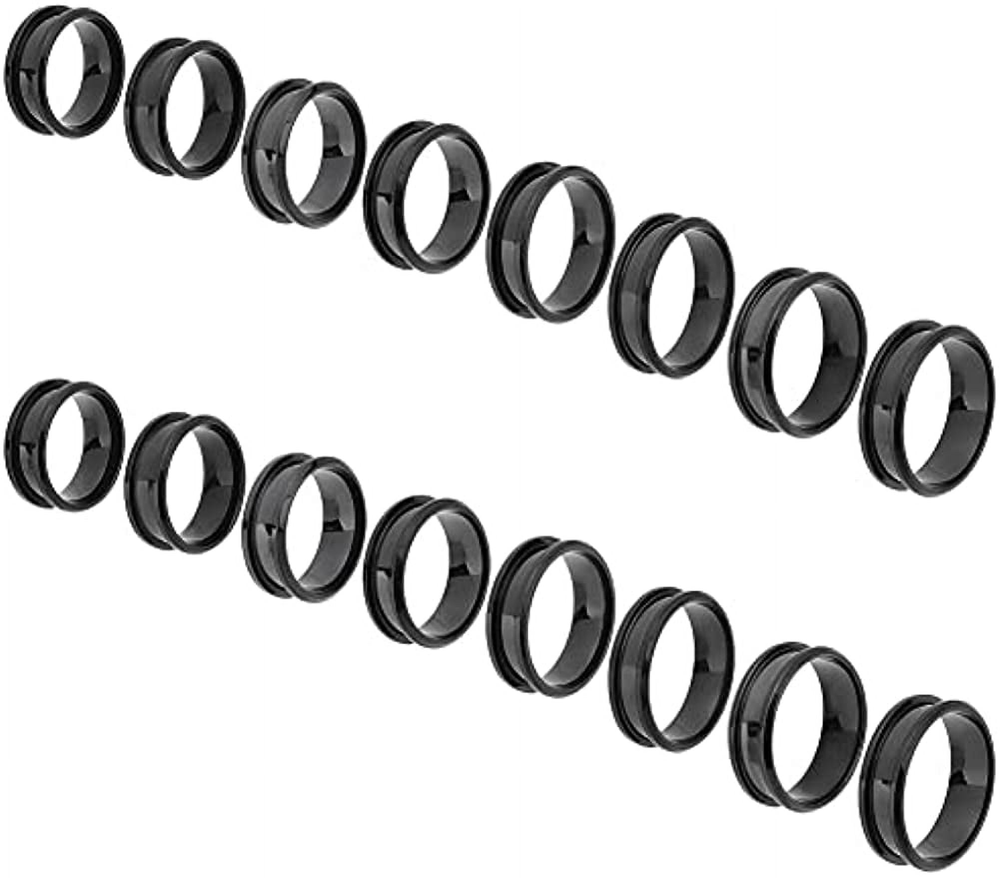 16pcs Stainless Steel Black Finger Ring 8 Sizes Blank Core Ring for ...