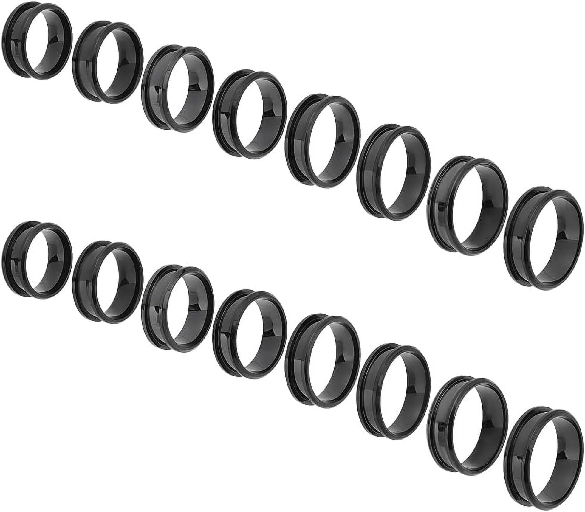 16pcs Stainless Steel Black Finger Ring 8 Sizes Blank Core Ring for ...