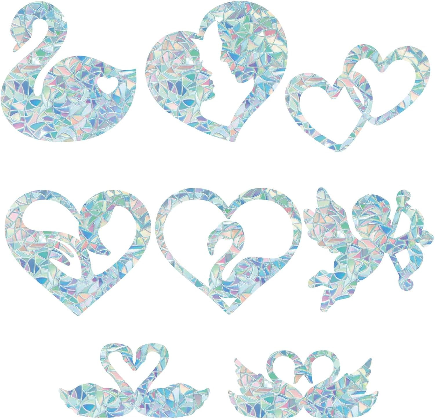 16pcs Swan Window Clings 8 Styles Swan Window Cling Anti-Collision ...