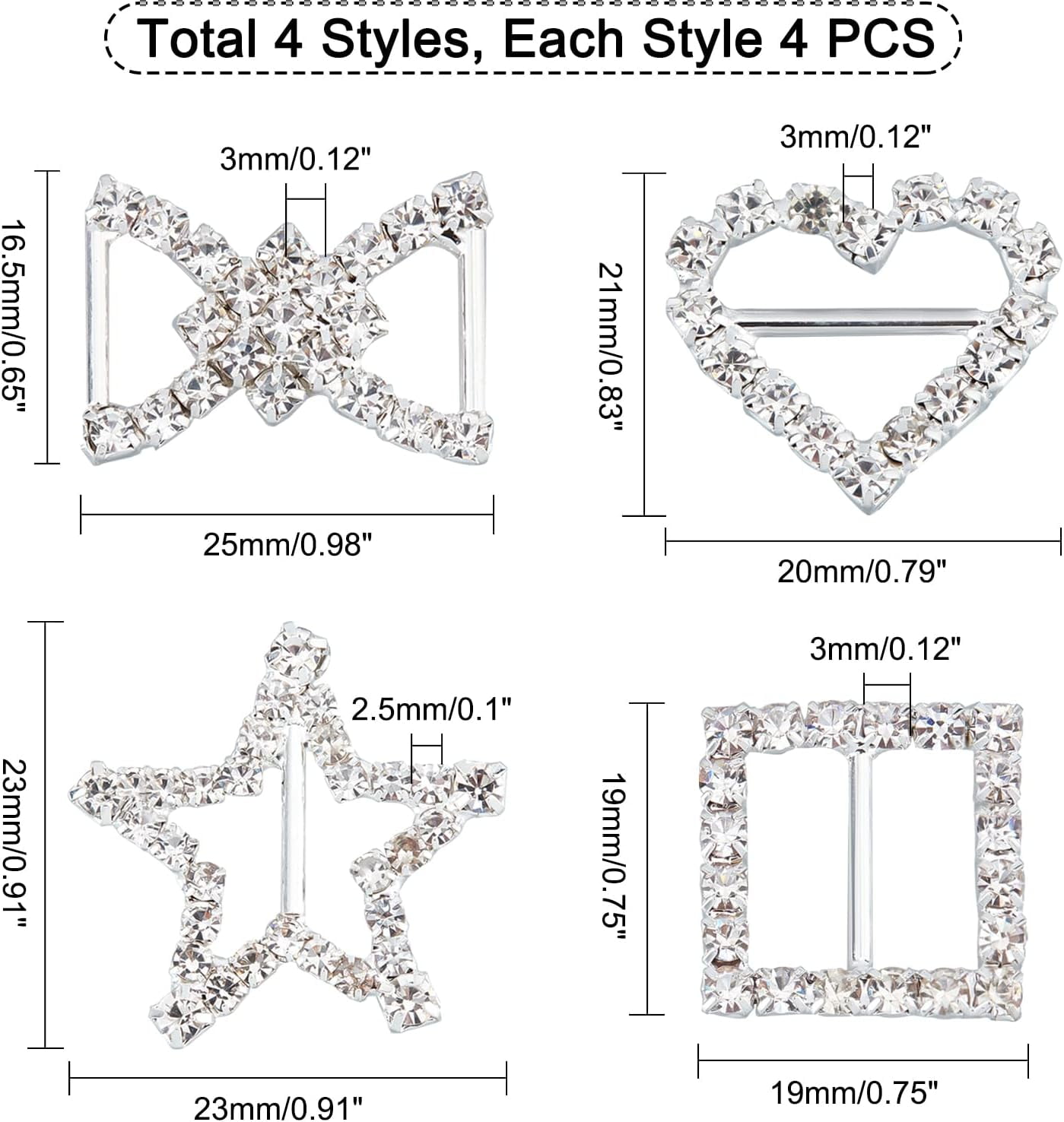 16pcs T-Shirt Scarf Clips Ring Clothing Ring Wrap Holder Corner Button Slide Buckles Heart Star ...