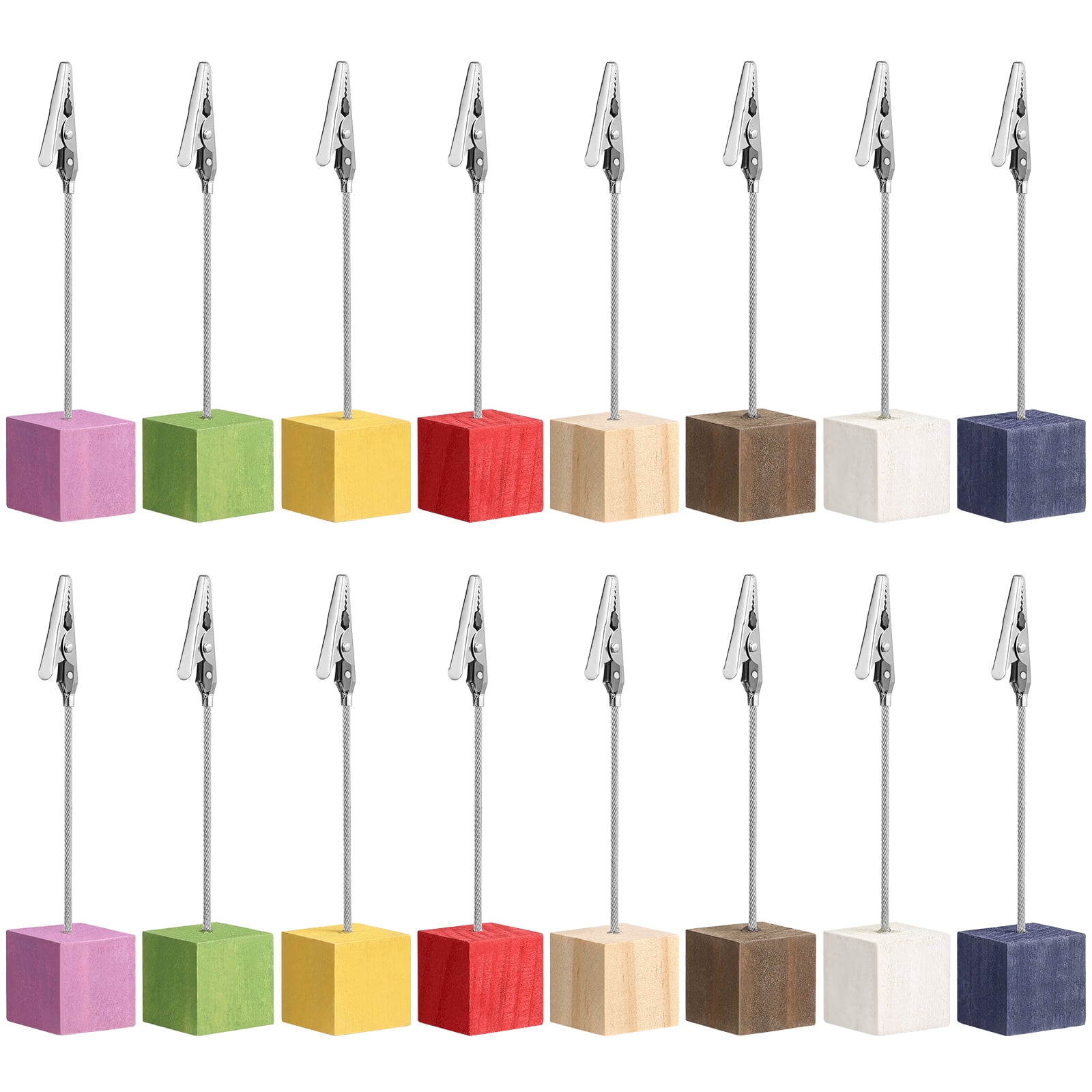 16pcs Table Number Holders Wooden Base Photo Clips Place Card Holder ...