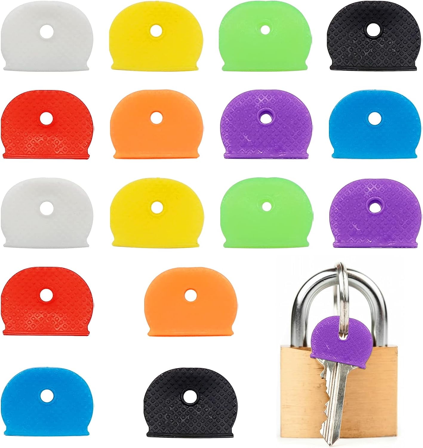 16pcs Universal Rubber Half Round Key Caps Covers in 8 Assorted Colors ...