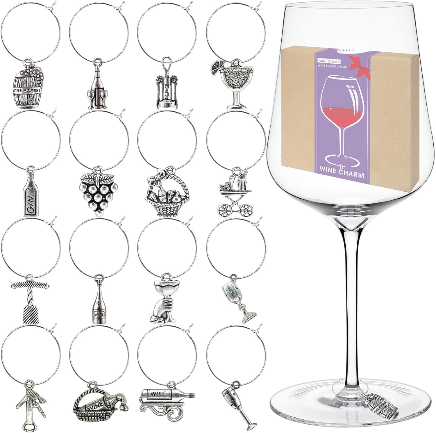 16pcs Wine Glass Charms,Wine Charms for Stem Glasses,Wine Glass Markers ...