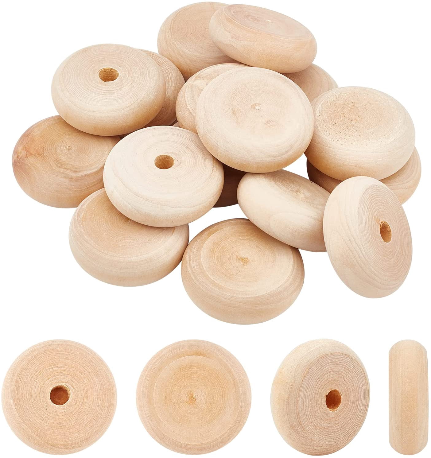 16pcs Wood Craft Wheels 1.9 Inch Unfinished Wooden Wheels Classic Axle ...