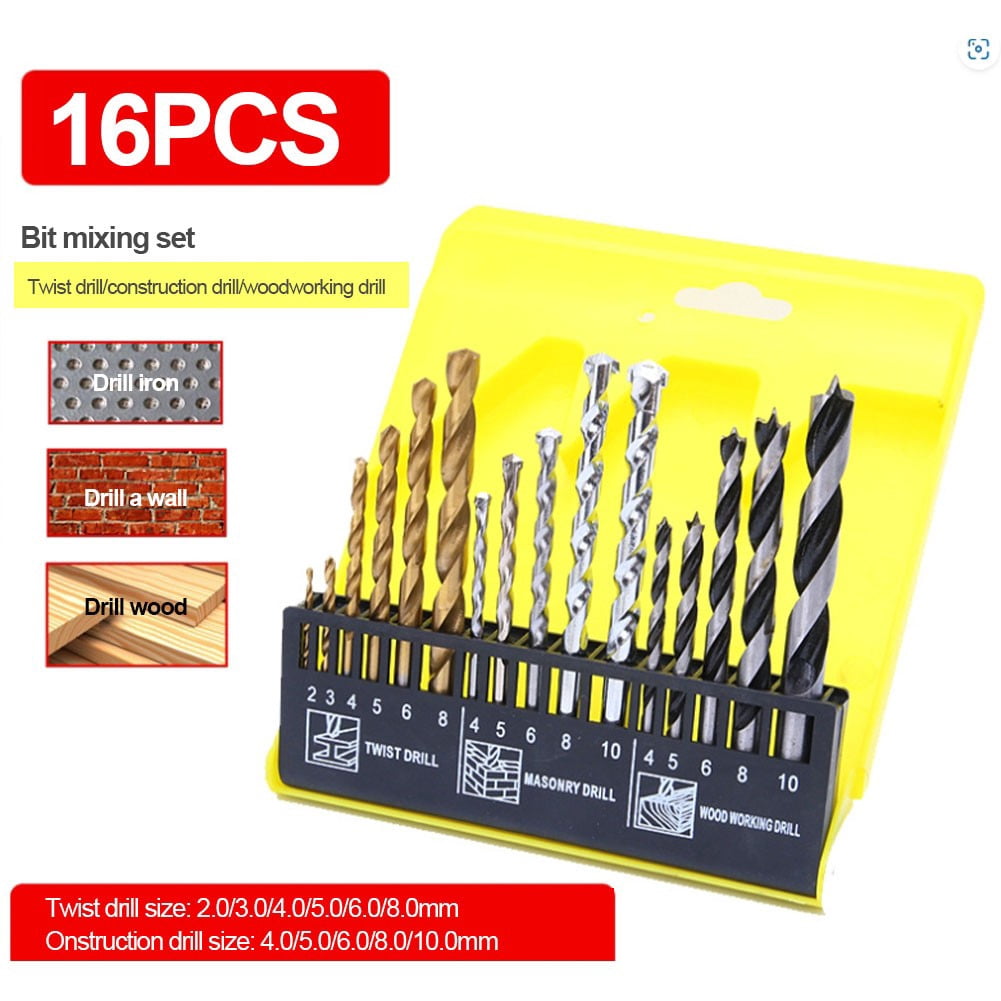 16pcs Wood Drill Bit 2/3/4/5/6/8/10mm metal drill bit Concrete Stone ...