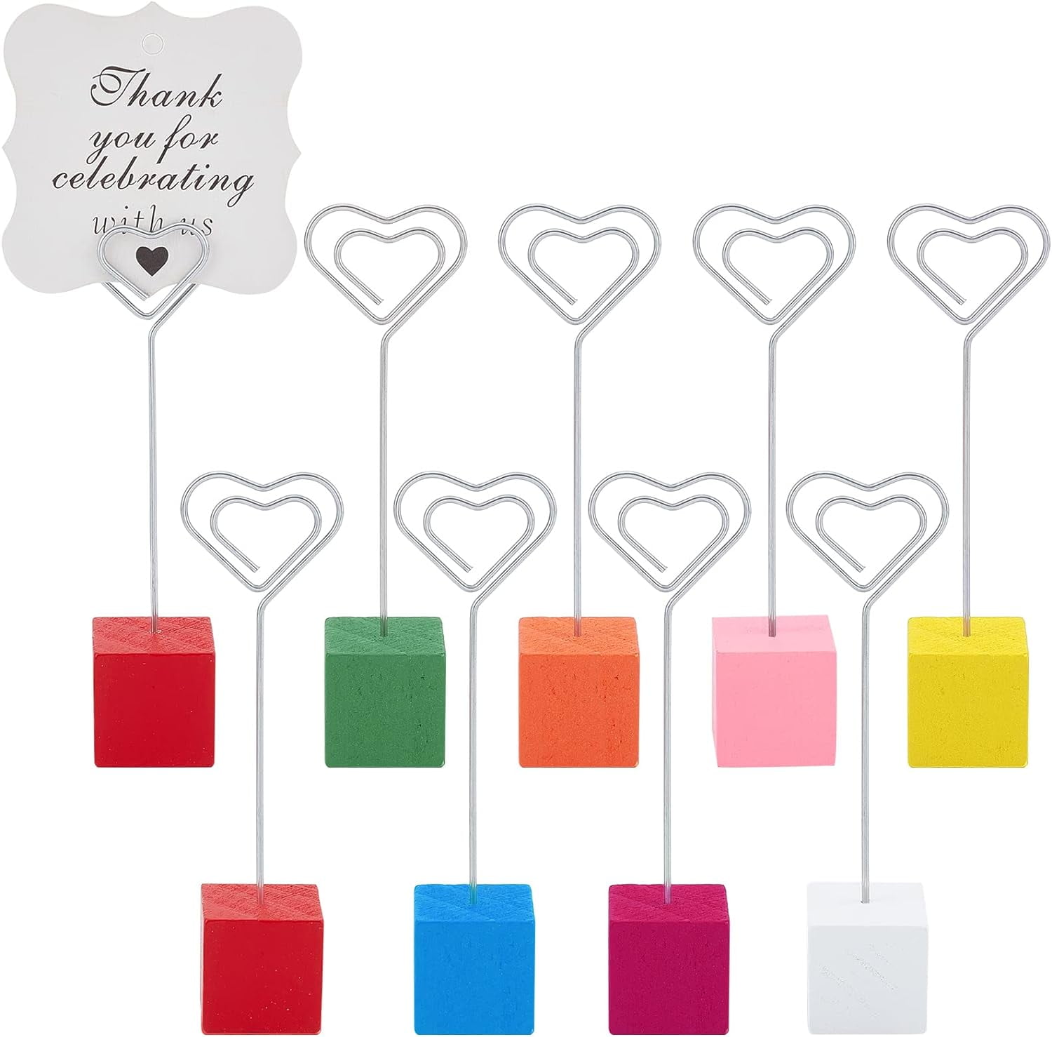 16pcs Wood Place Card Holders with Heart Clips Wedding Place Card ...