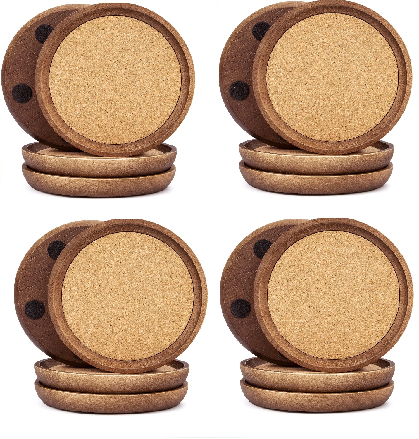 16pcs Wooden Drink Coasters,4.7 in Coasters for Drinks Absorbent Cork ...