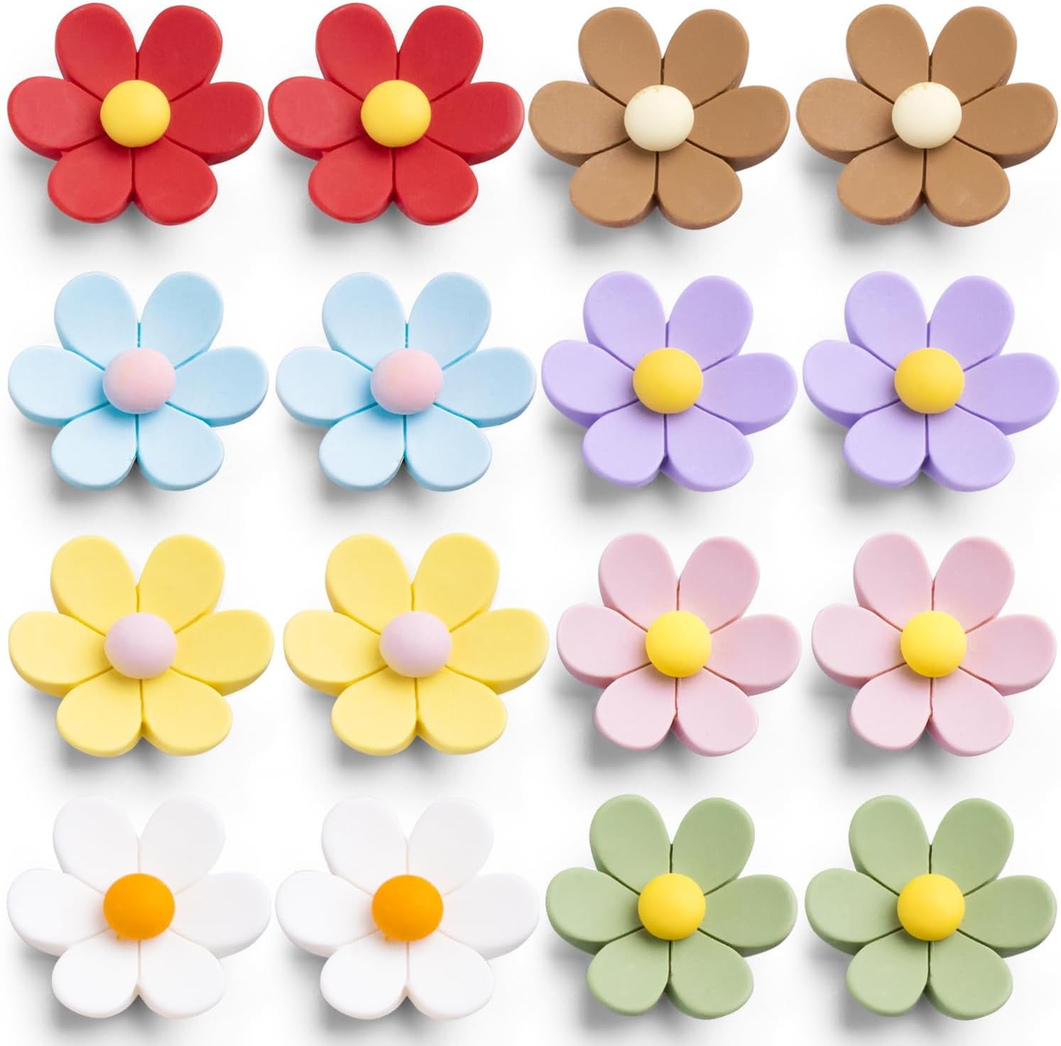 16pcs fridge magnets, locker decor,cute 3d flower decorative magnets ...