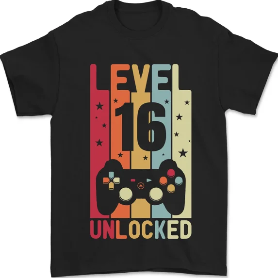 16th Birthday 16 Year Old Level Up Gaming Controller Birthday Unisex T ...