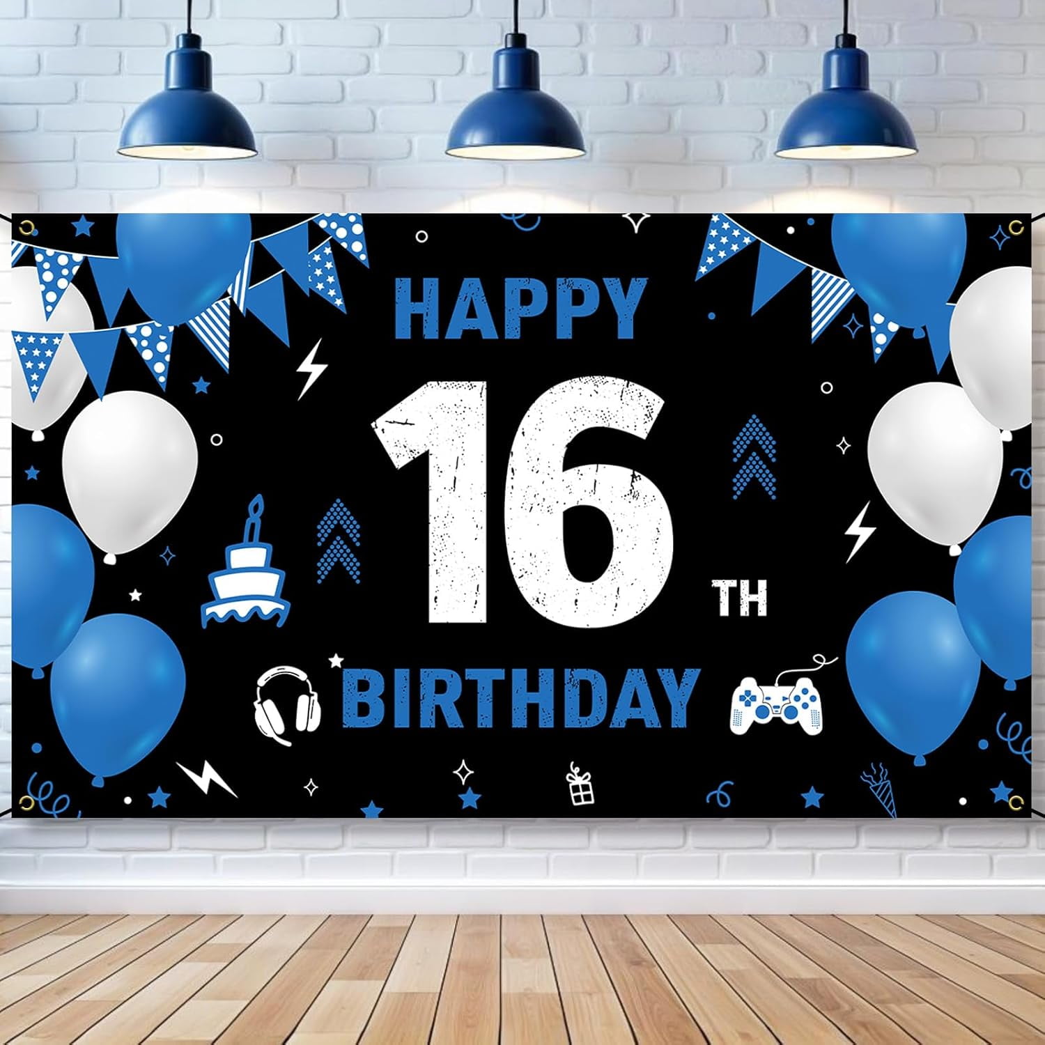 16th Birthday Banner Blue, Happy 16th Birthday Decorations for Boys ...