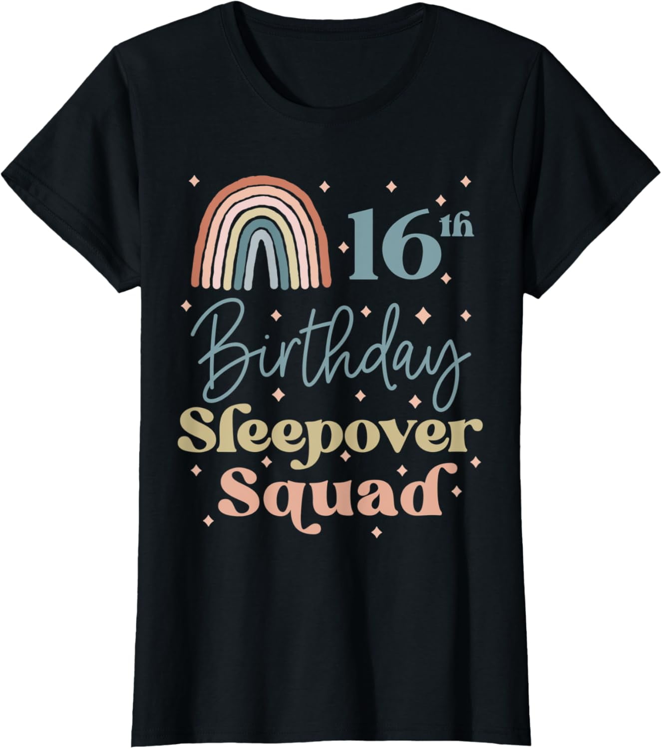16th Birthday Boho Rainbow Sleepover Squad Pajamas for Girls T-Shirt ...