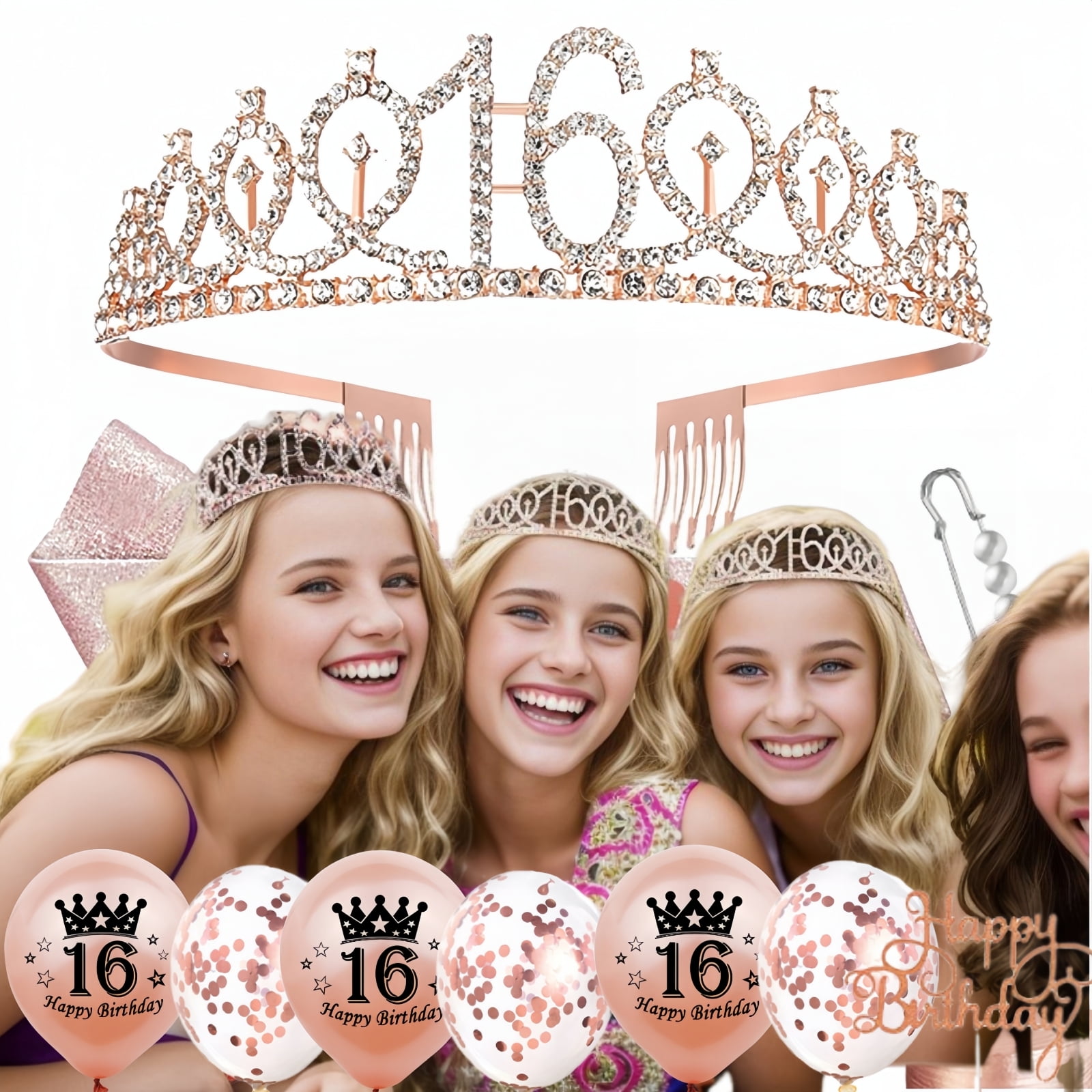 16th Birthday Sash and Tiara, 16th Birthday Rhinestone Crown, Sash ...