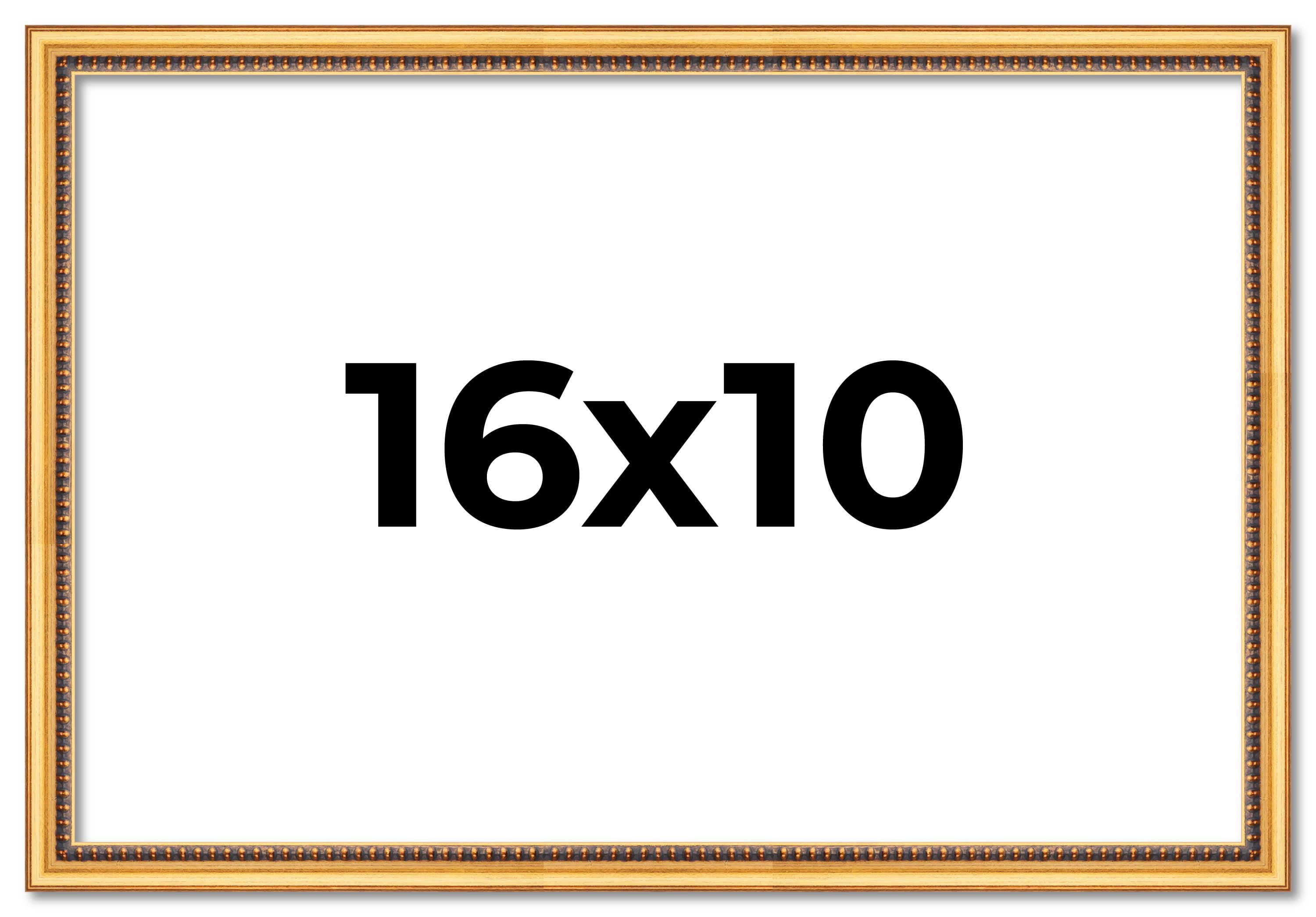 16x10 Frame Beaded Gold Solid Wood Picture Frame | 0.75 Inches Moulding ...