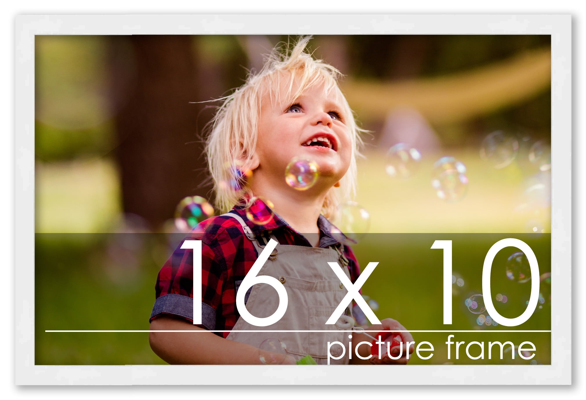 16x10 White Wood Picture Frame - UV Acrylic, Foam Board Backing ...