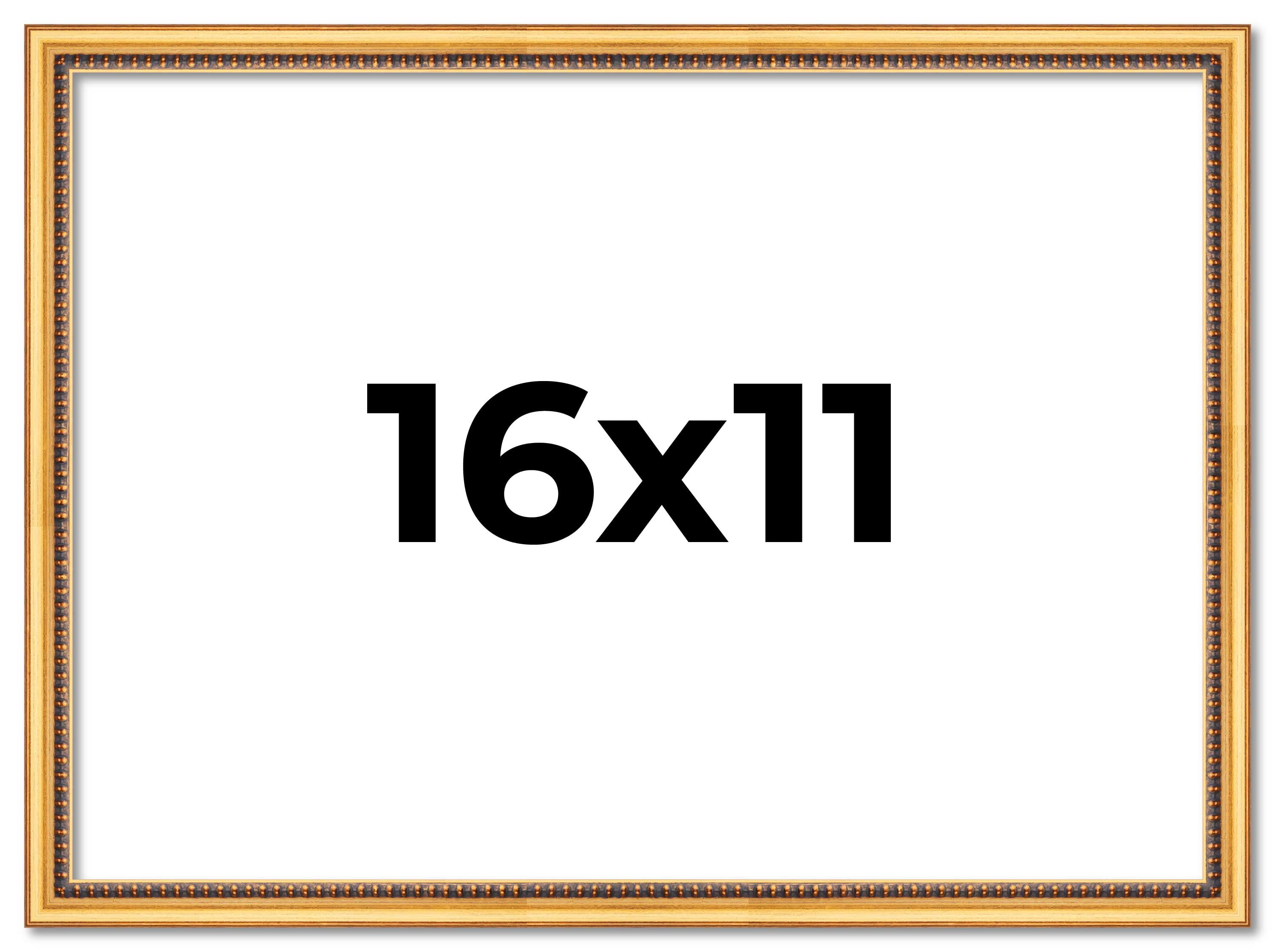 16x11 Frame Beaded Gold Solid Wood Picture Frame | 0.75 Inches Moulding ...