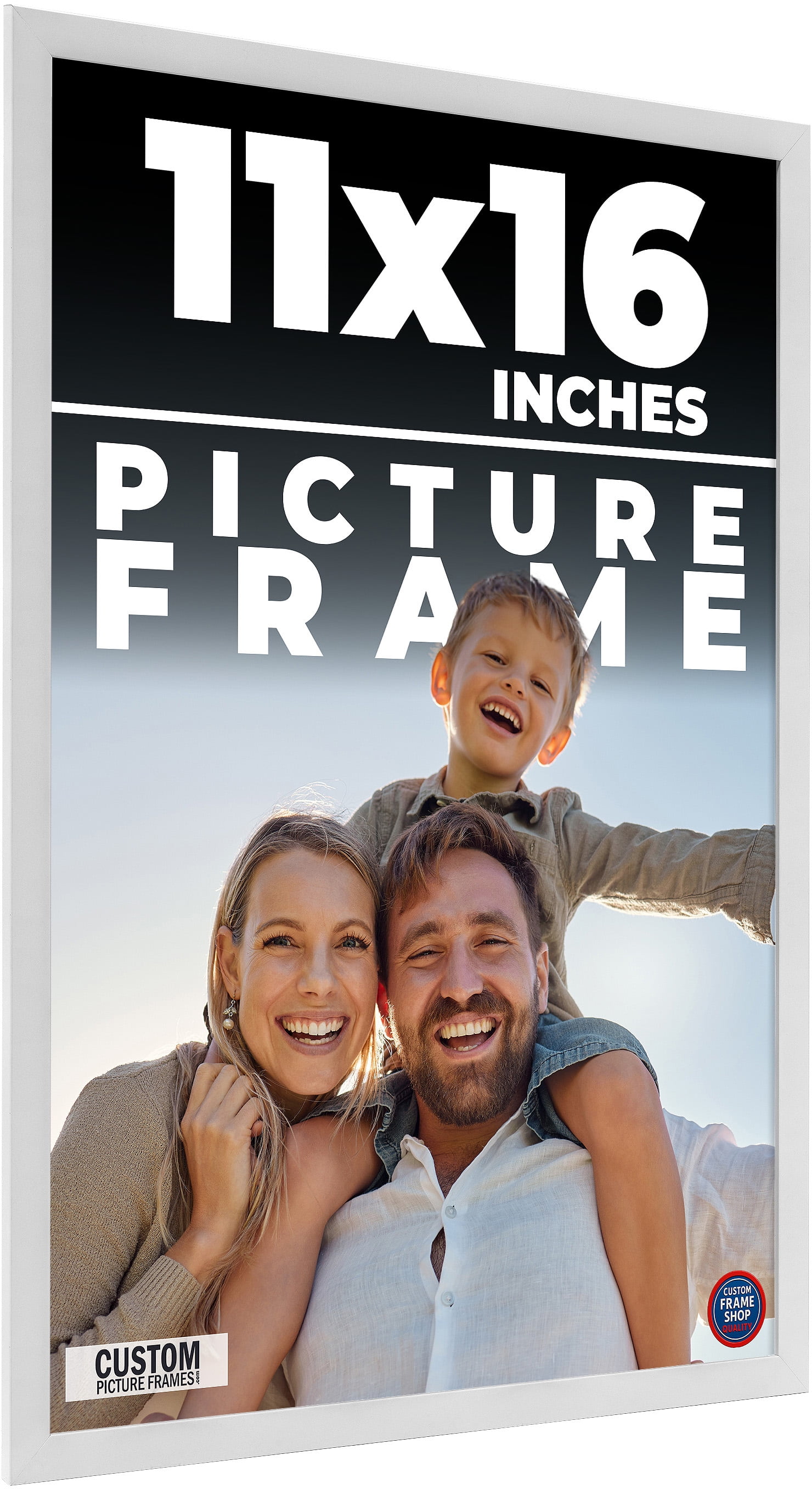 16x11 White Wood Picture Frame - UV Acrylic, Foam Board Backing ...