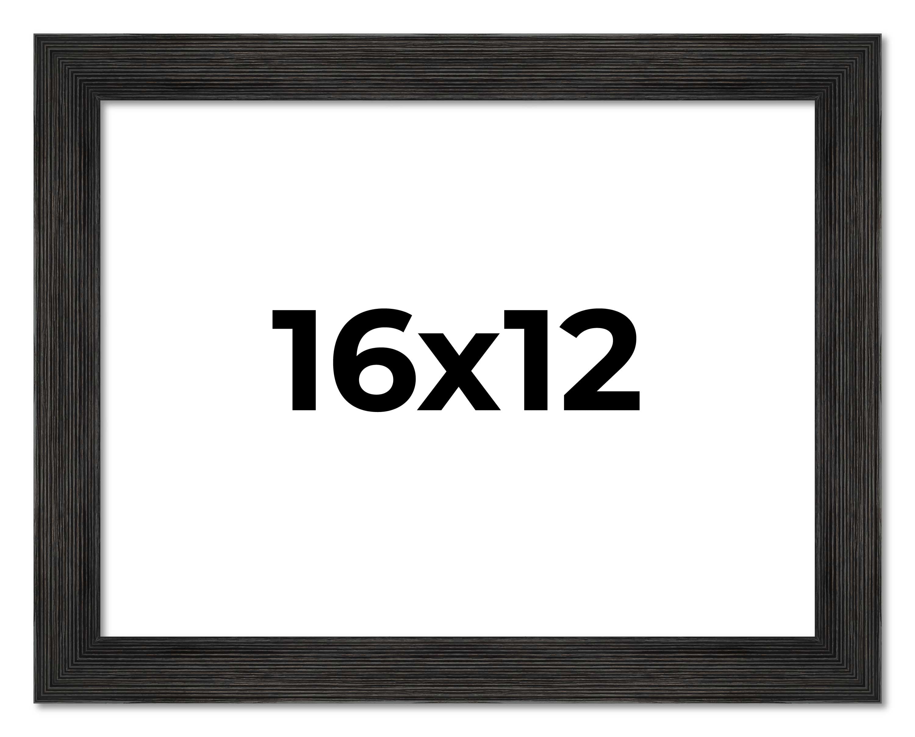 16x12 Black Rustic Wide Barnwood Picture Frame - UV Acrylic, Foam Board ...