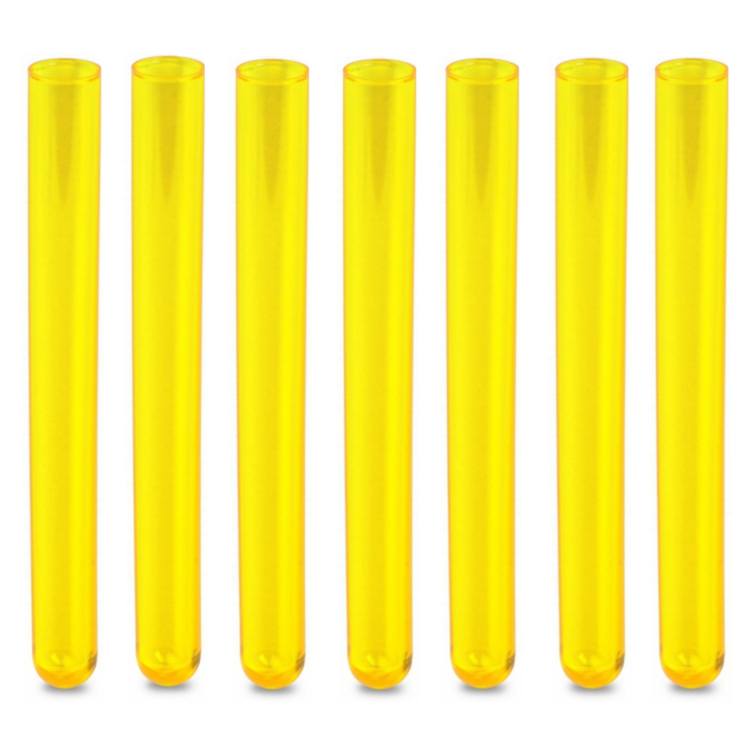 16x150mm Test Tubes, PS Plastic, Round Btm, 20ml Vol, Neon Yellow ...