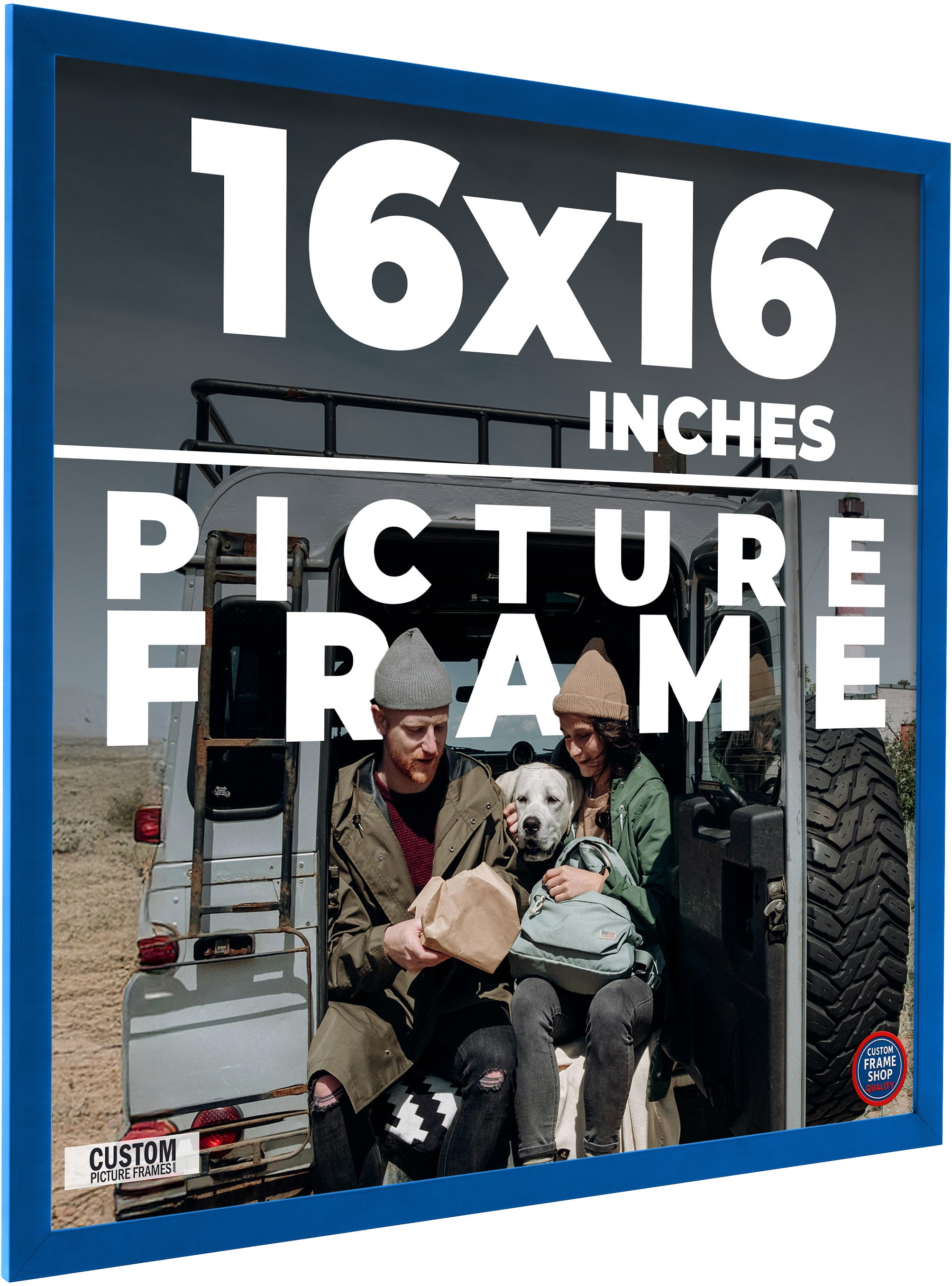 16x16 Classic Modern Blue Picture Frame - UV Acrylic, Foam Board ...