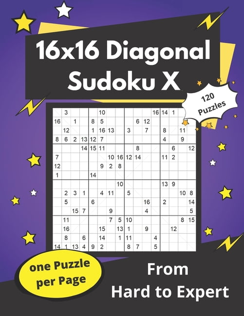 16x16 Diagonal Sudoku X: Hard Mega-Sudoku X Puzzles, (Paperback ...