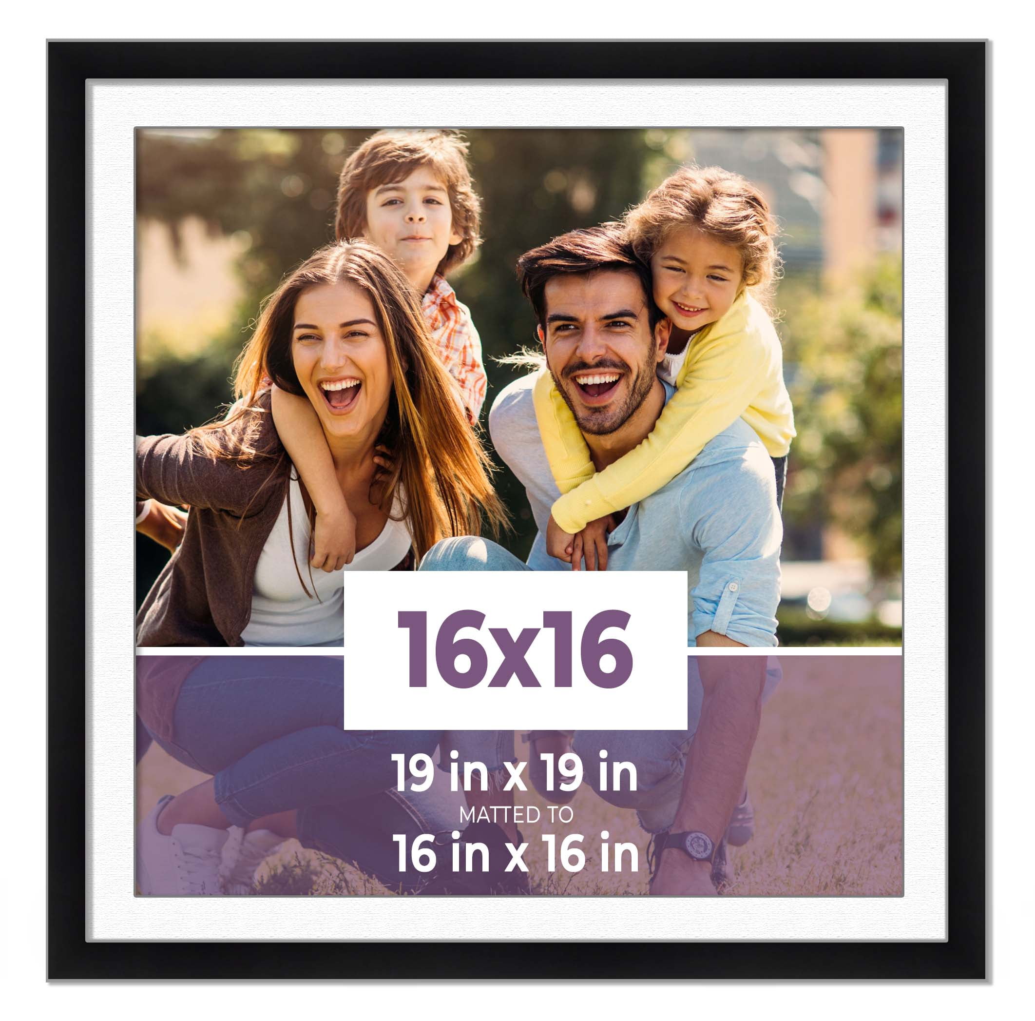 16x16 Frame Black With White Picture Mat For 16x16 Photo - Black 19x19 ...