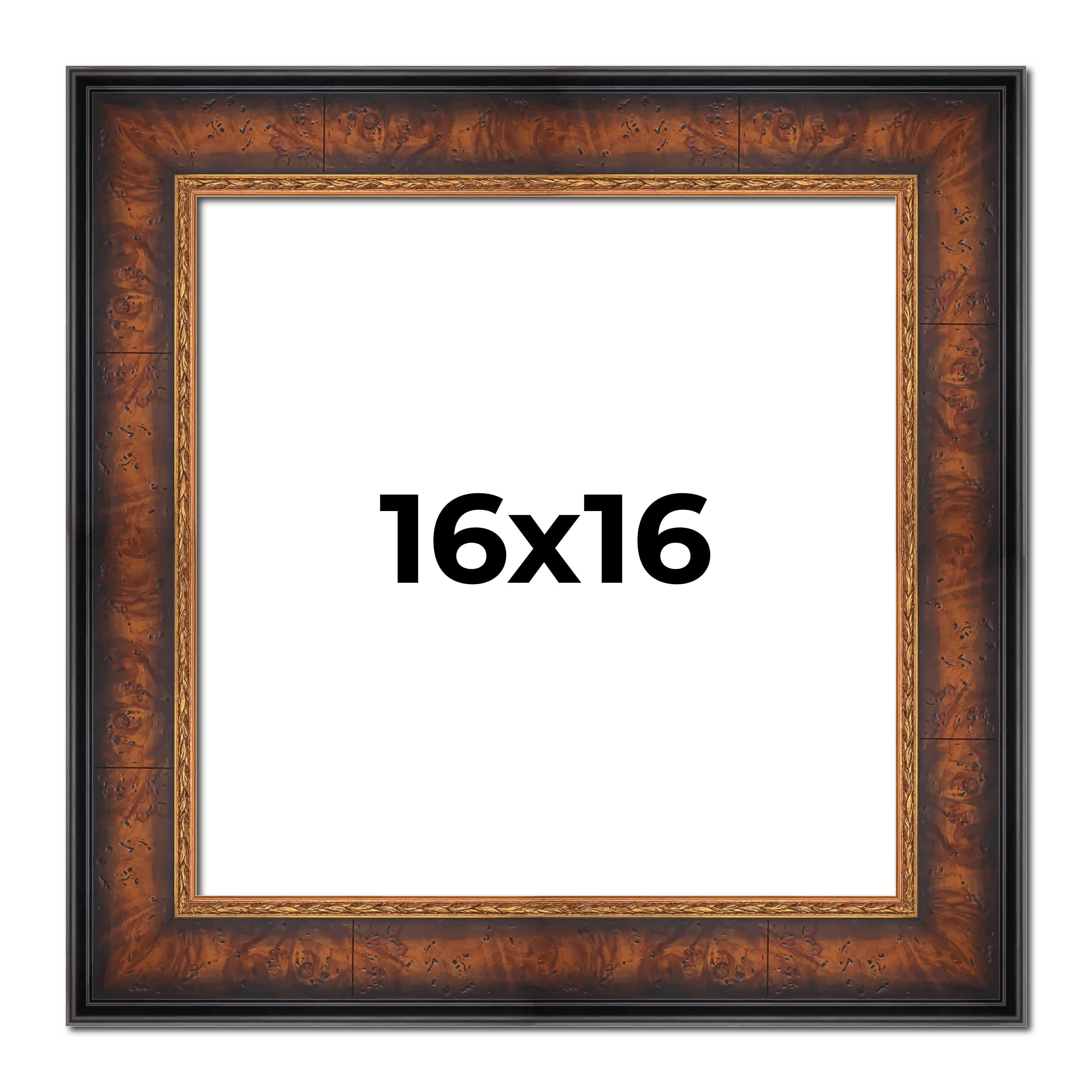 16x16 Frame Brown Walnut Gold Ornate Trim Solid Wood Plein Air Picture ...