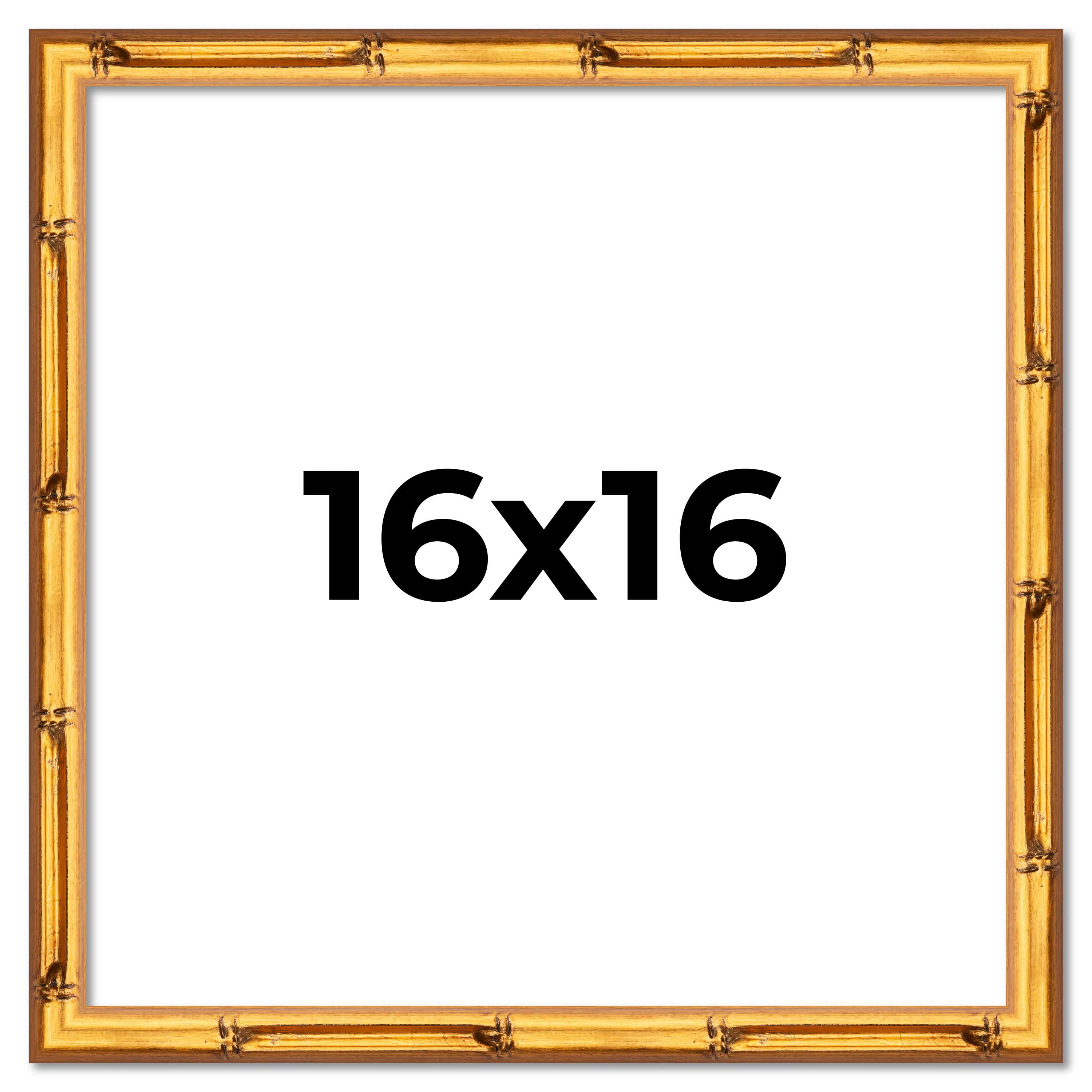 16x16 Frame Gold Bamboo Solid Wood Picture Frame | 1 Inch Moulding ...