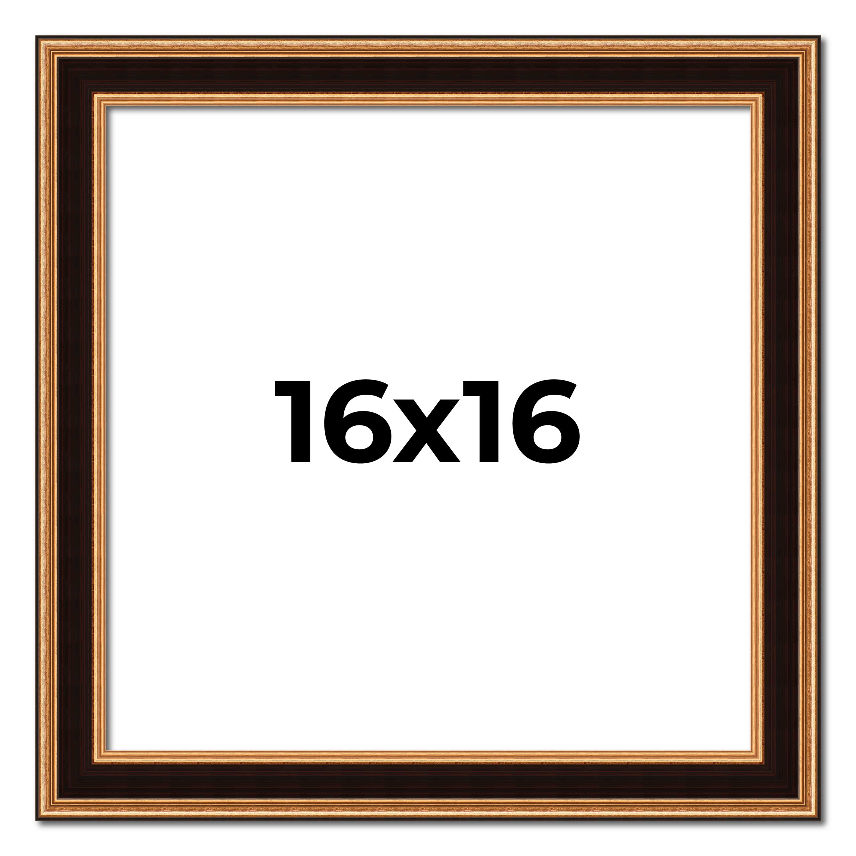 16x16 Frame Gold Real Wood Picture Frame Width 1.75 inches | Interior ...