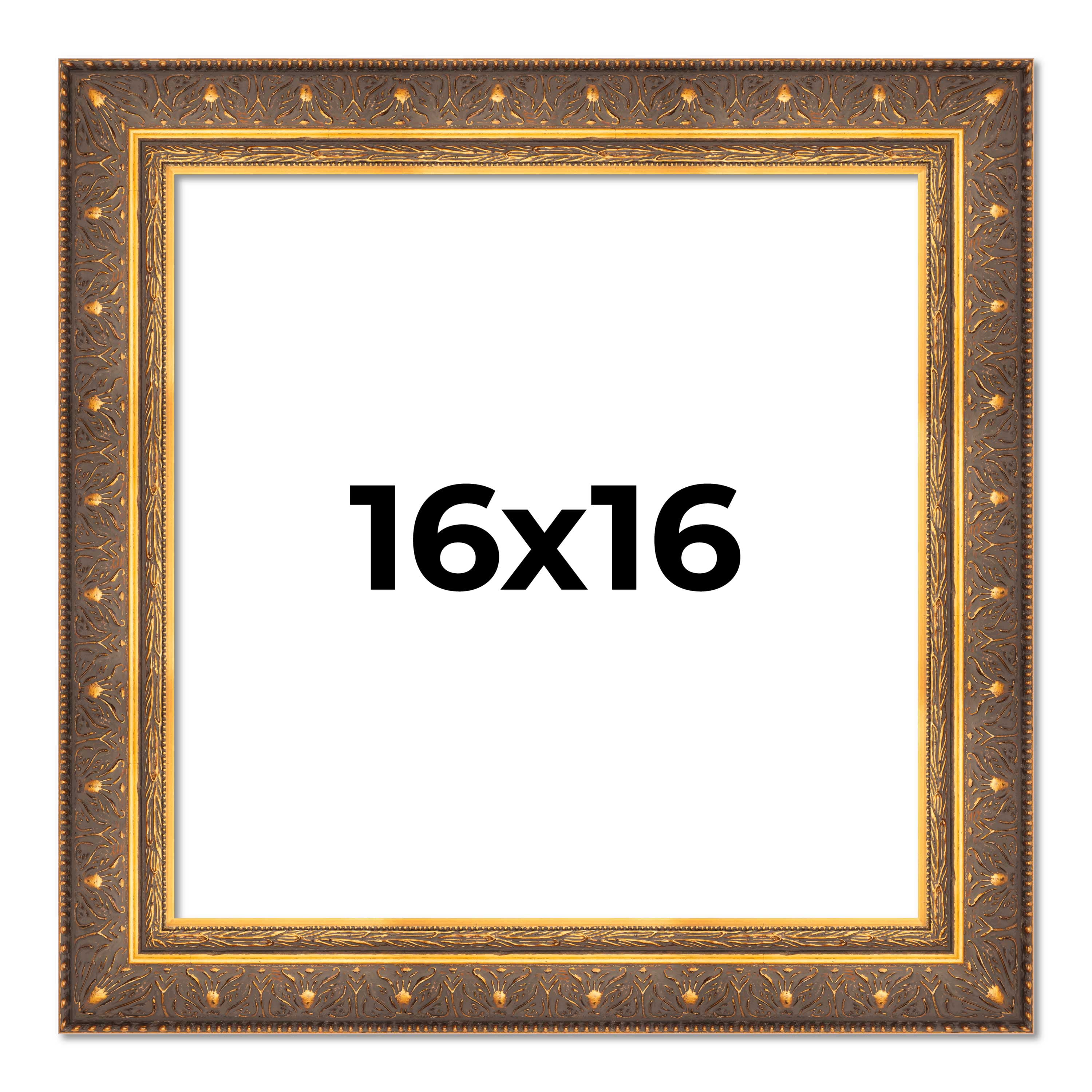 16x16 Frame Vintage Gold Solid Wood Picture Frame | 2.5 Inch Moulding ...