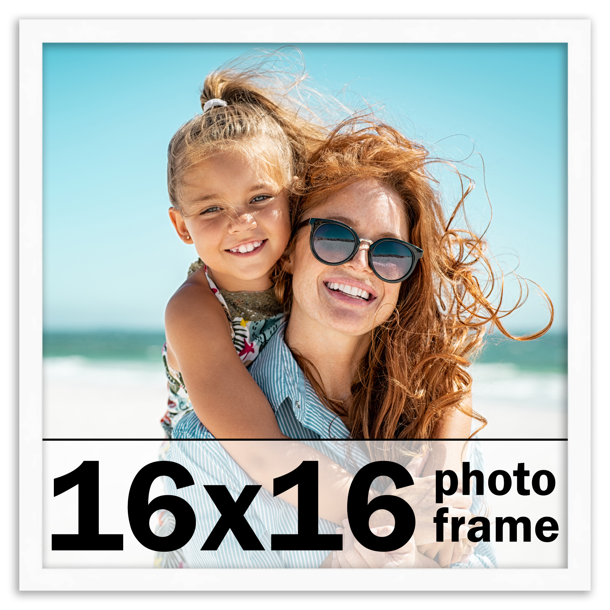 16x16 Frame White Solid Wood Picture Frame Includes UV Acrylic Shatter ...