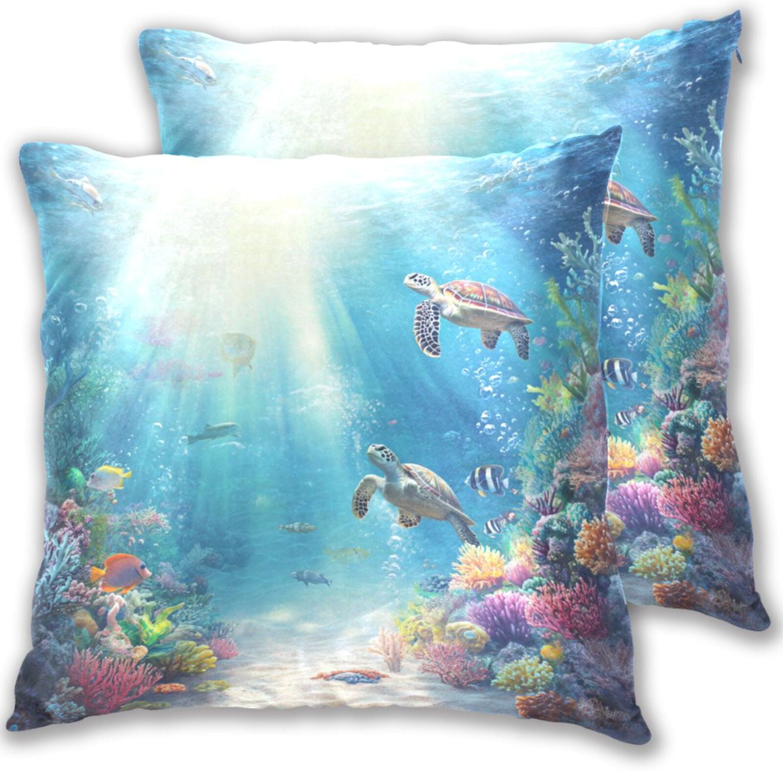 16x16 Inch Throw Pillow Covers 2-Pack - Cotton Velvet Double-Sided ...
