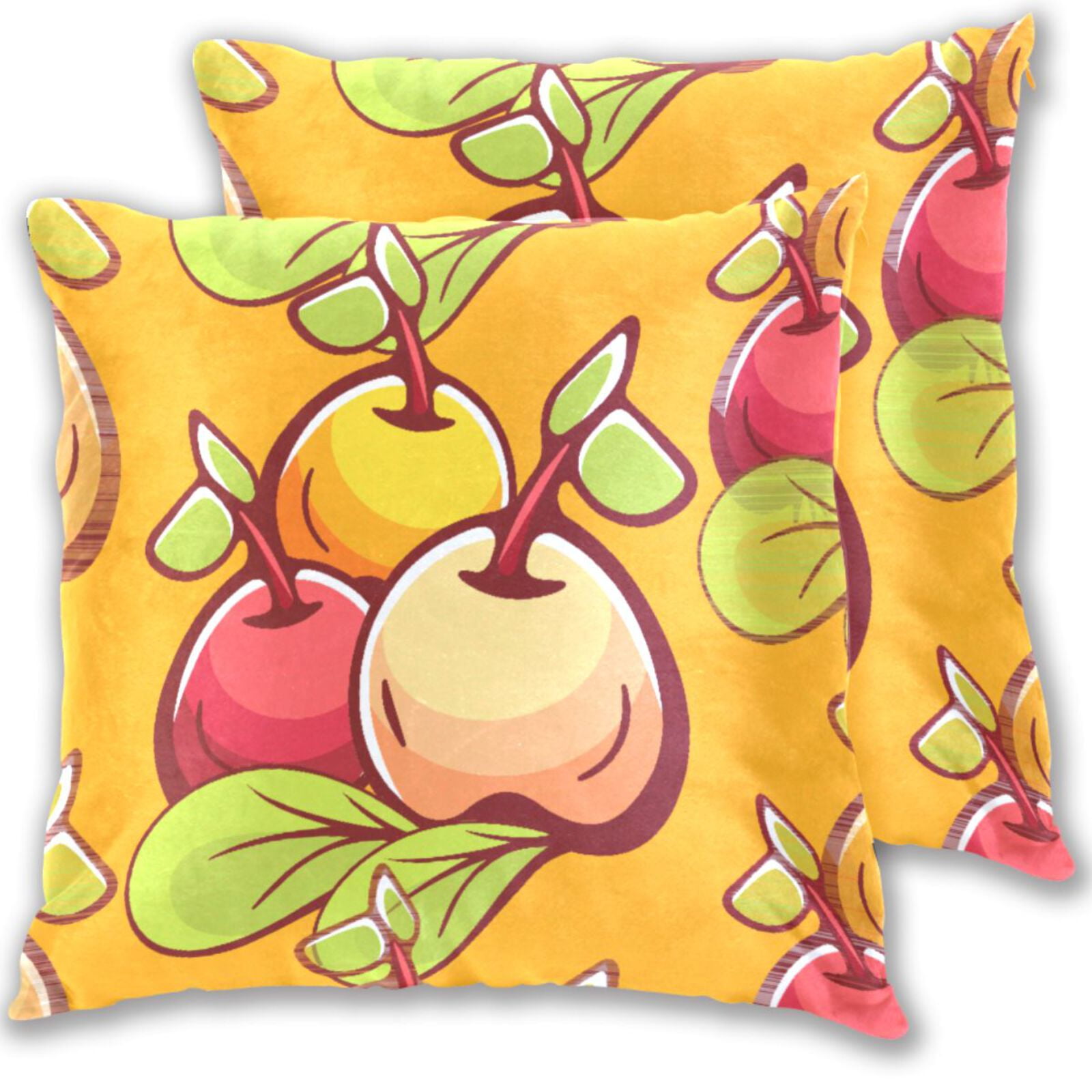 16x16 Inch Throw Pillow Covers 2-Pack - Cotton Velvet Double-Sided ...