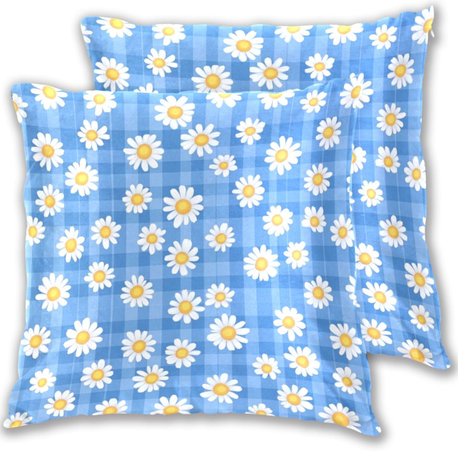 16x16 Inch Throw Pillow Covers 2-Pack - Cotton Velvet Double-Sided ...
