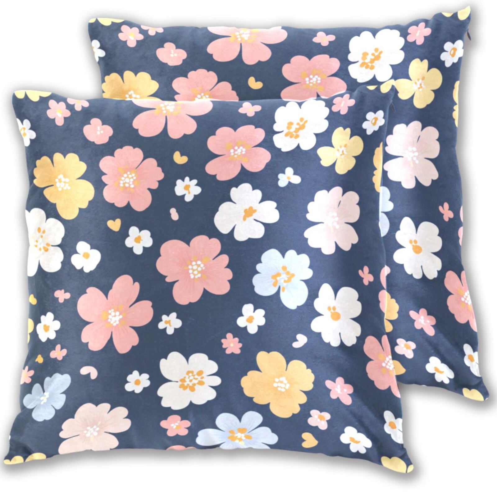 16x16 Inch Throw Pillow Covers 2-Pack - Cotton Velvet Double-Sided ...
