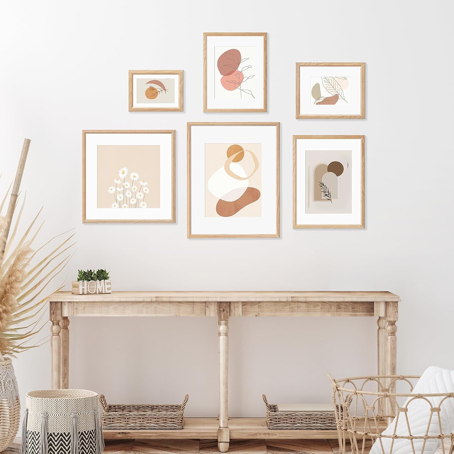 16x16 Picture Frame Set of 4 Natural Solid Oak Photo Frames with 12x12 ...