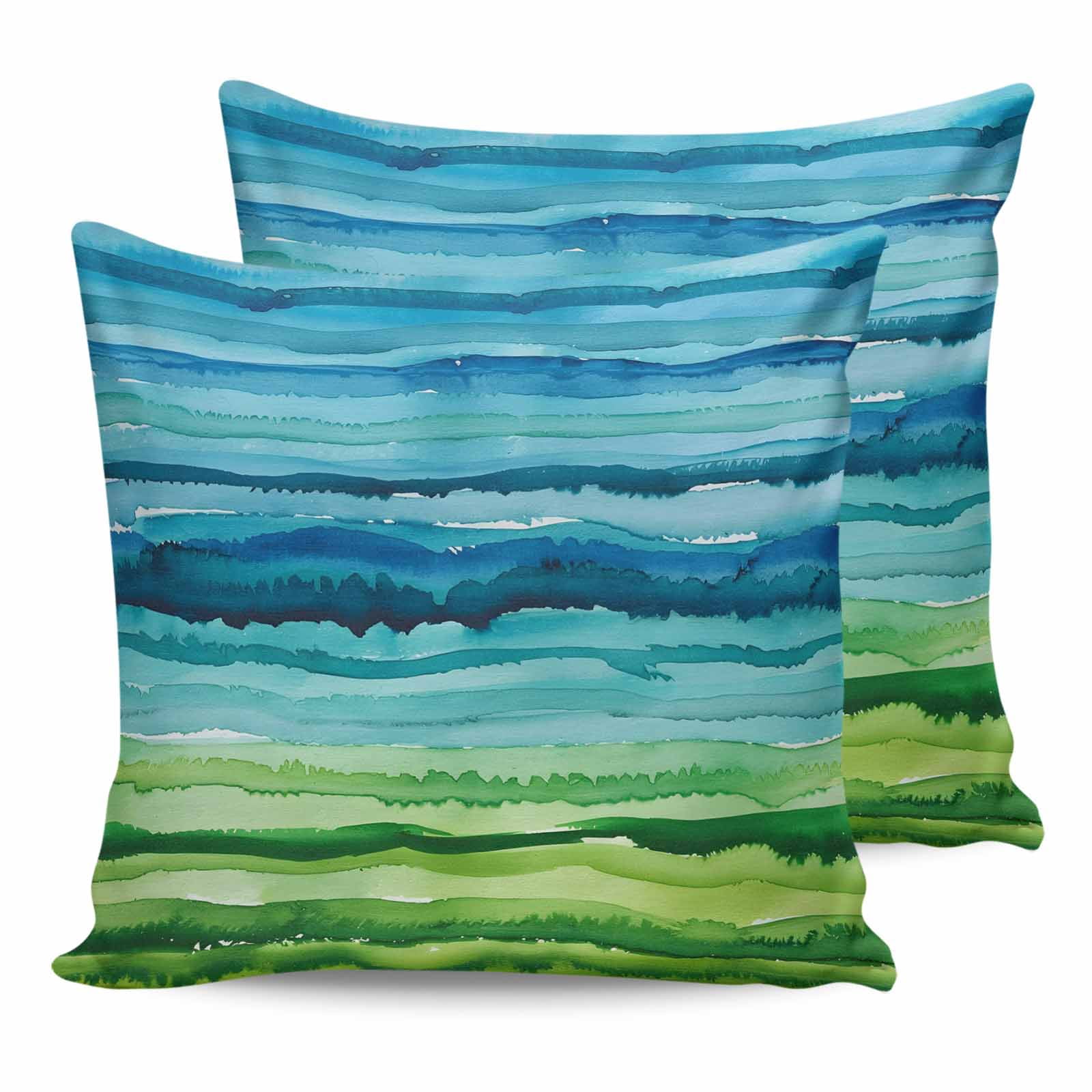 16x16 Pillow Covers Set of 2, Blue Green Throw Pillow Covers Decorative ...