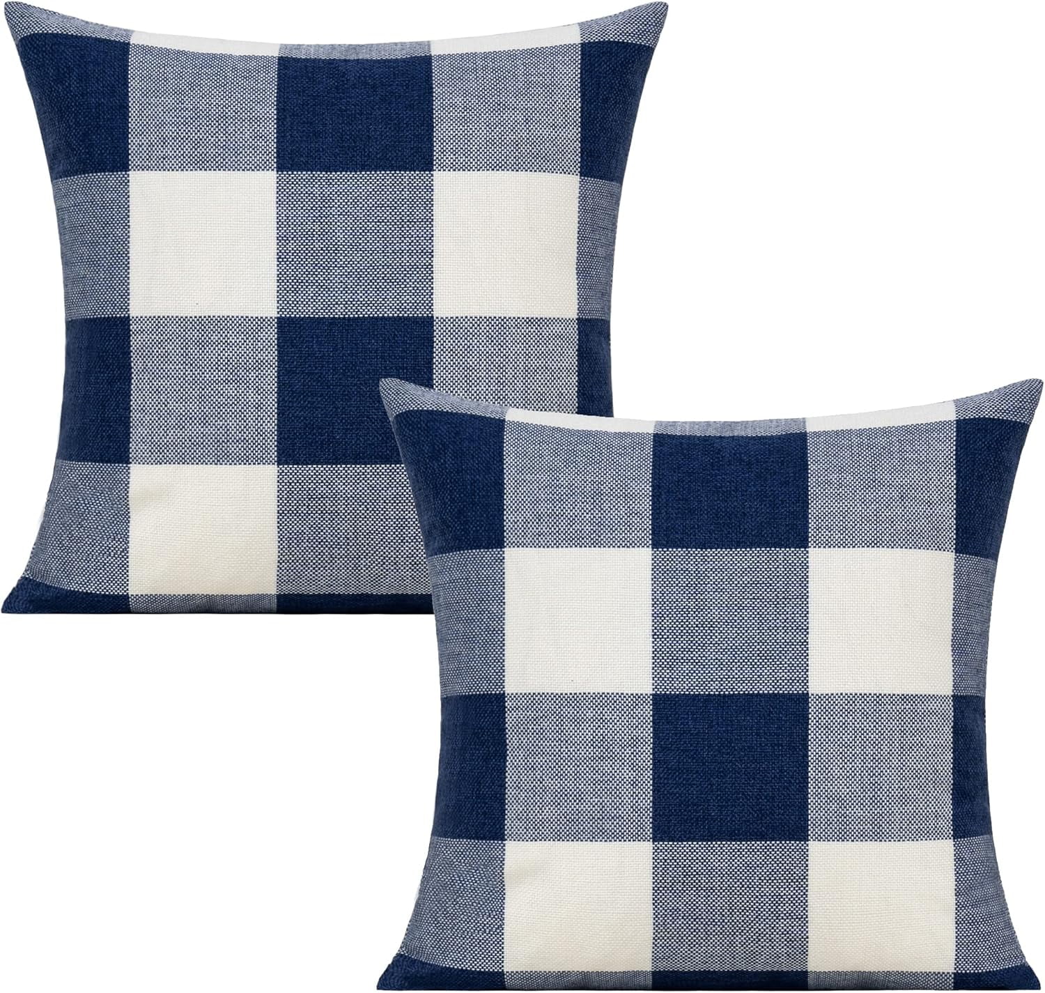 16x16 Set of 2 Navy Blue and White Buffalo Plaids Throw Pillow Covers ...