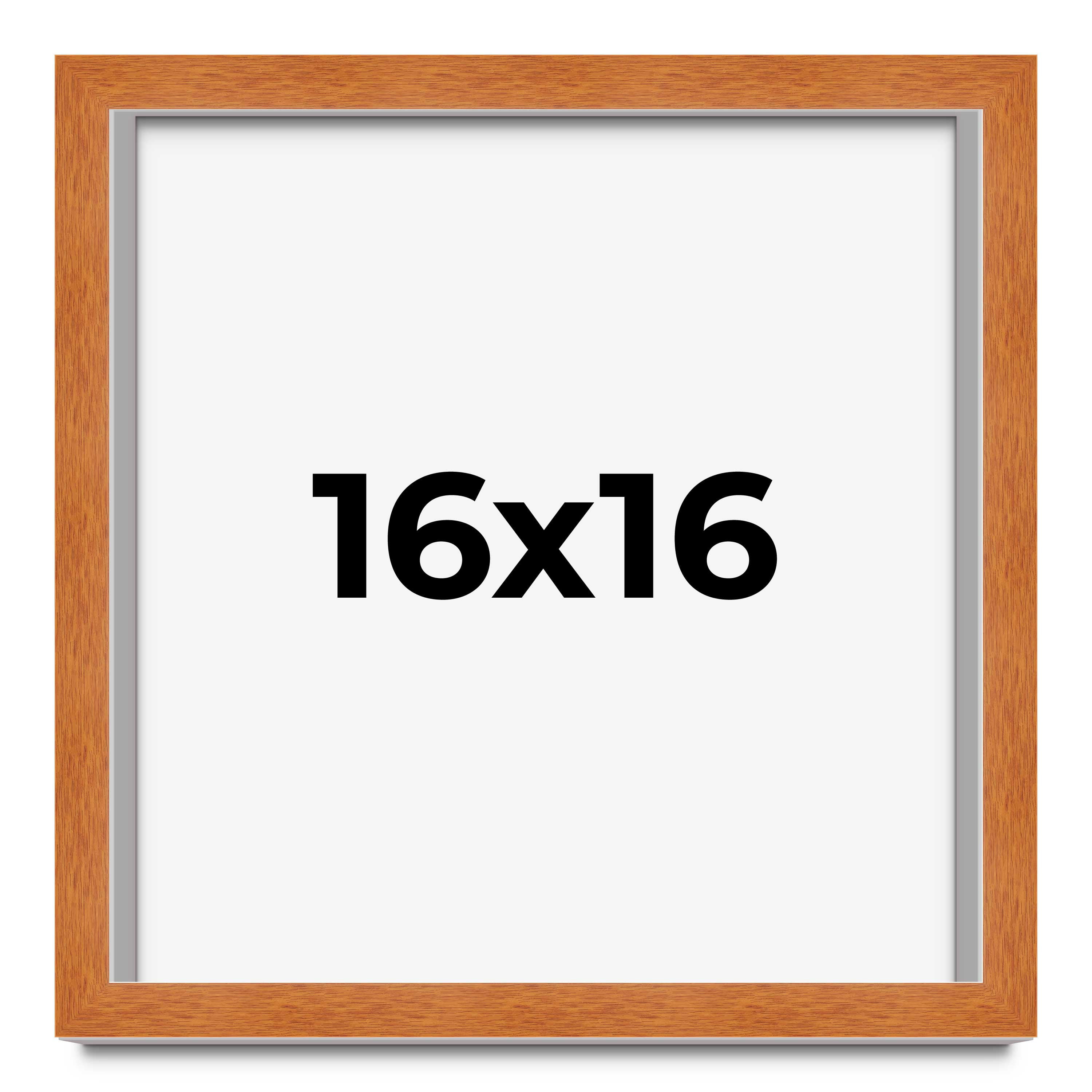 16x16 Shadow Box Frame Brown | 0.875 Inches Deep Real Wood Contemporary ...